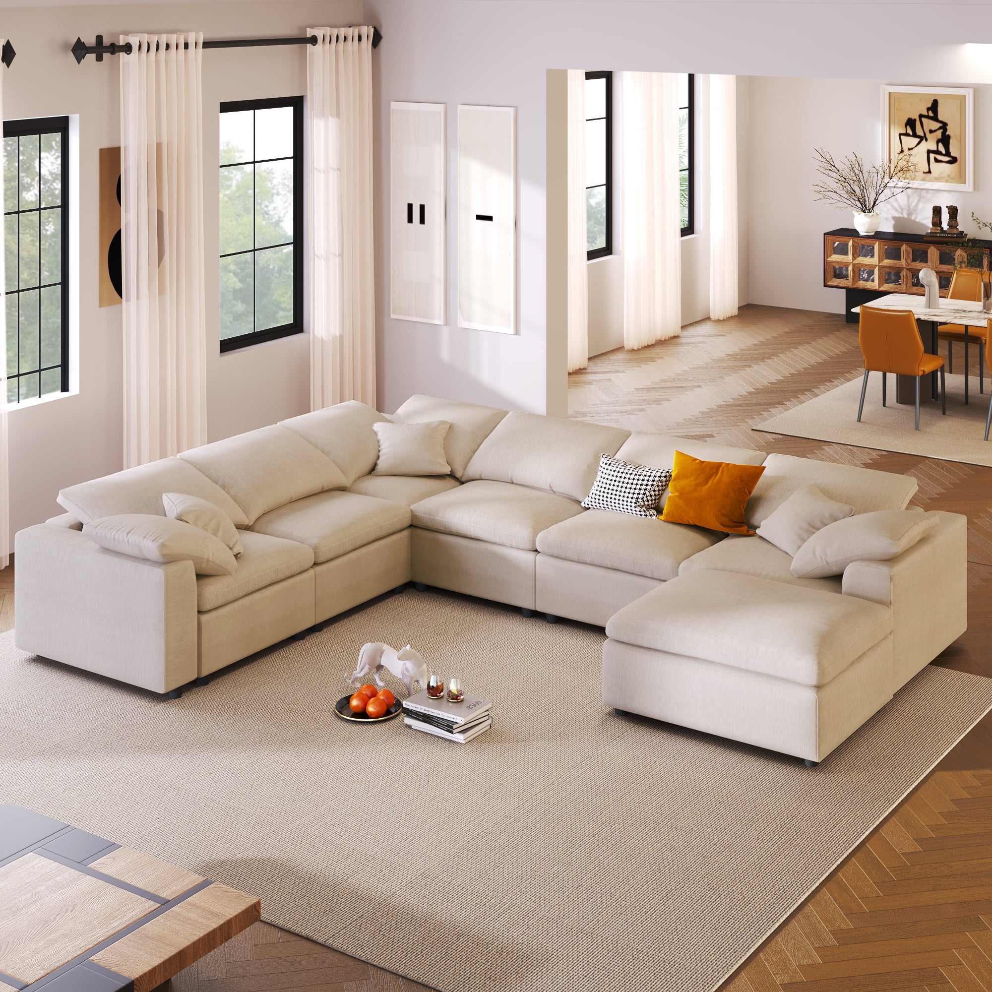 U_Style Oversized Modular Sectional Sofa with Ottoman L Shaped Corner ...
