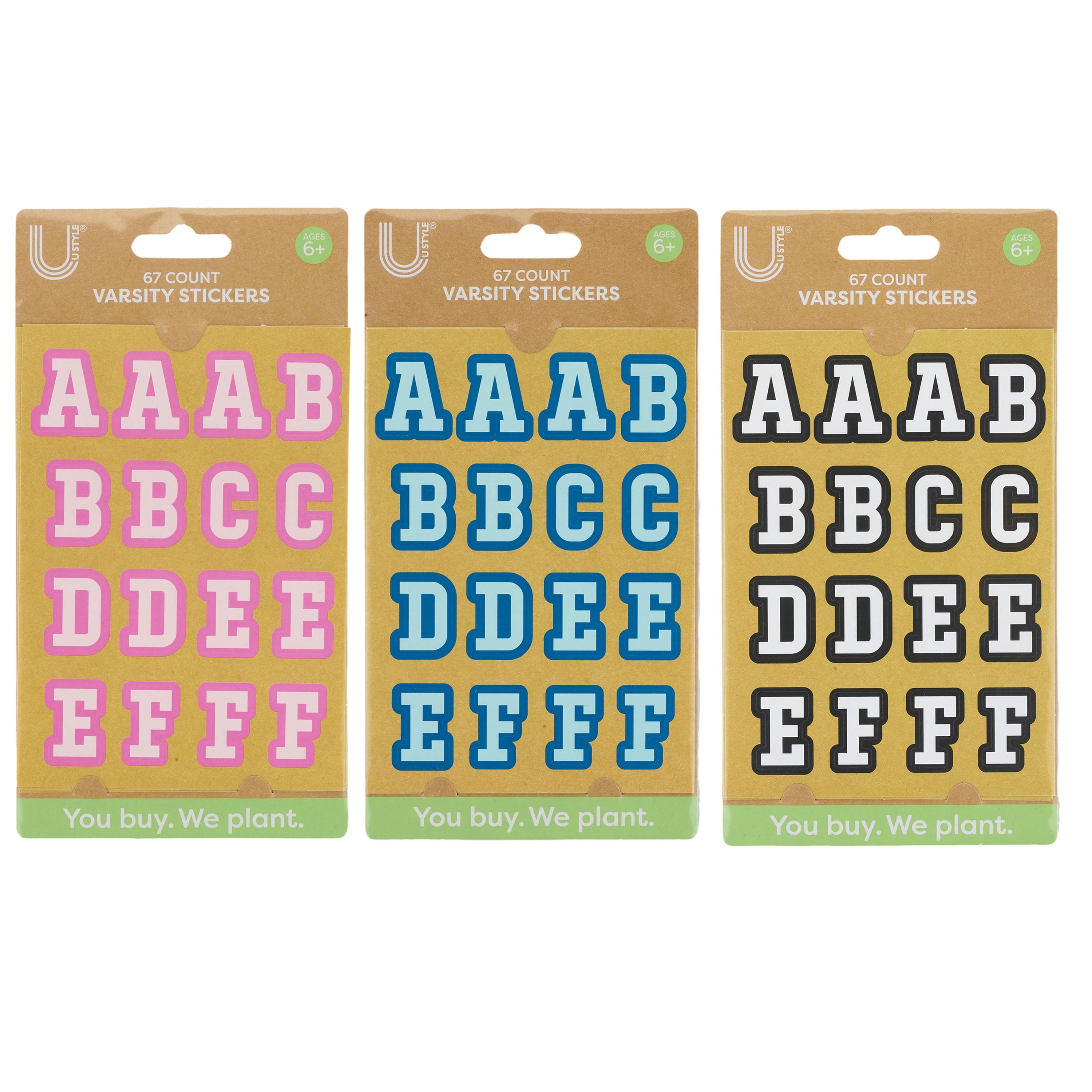 U Style Varsity Letter Stickers, 67 Pack, Back to School, Colors Vary ...