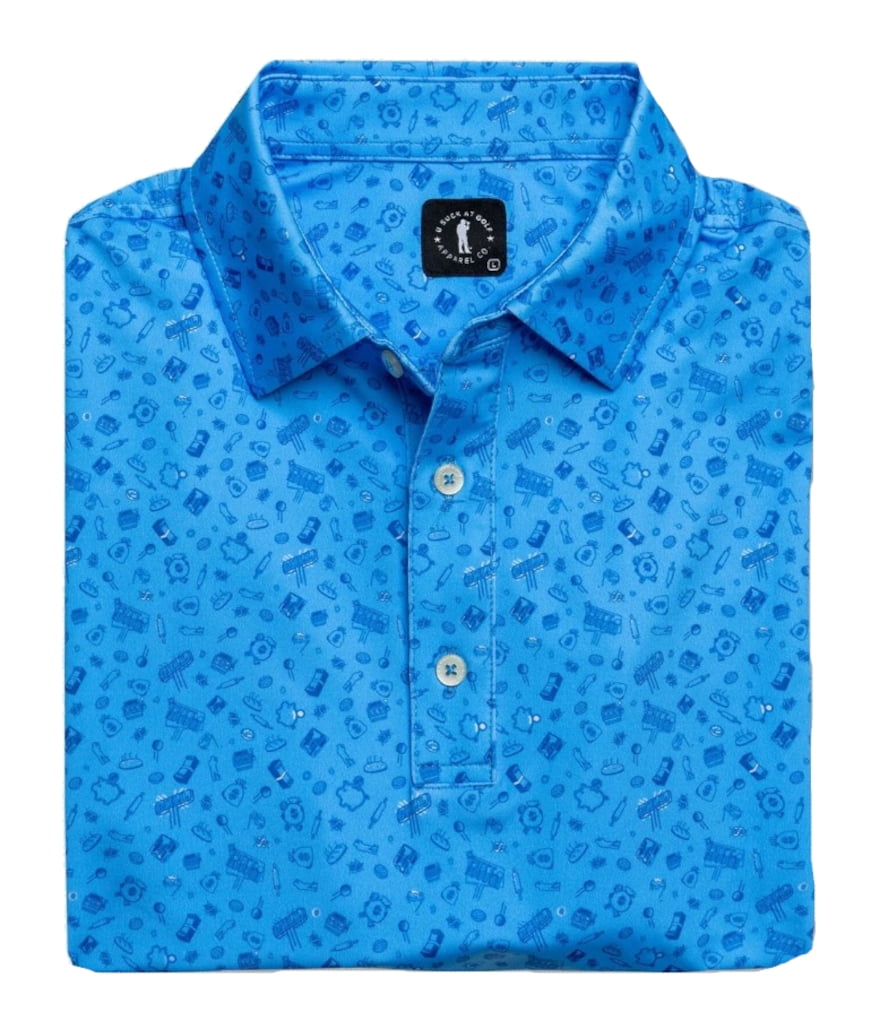 U Suck At Golf Men's High Performance Dry Fit Short Sleeve Golf Polo Shirt (Putt For Dough ...