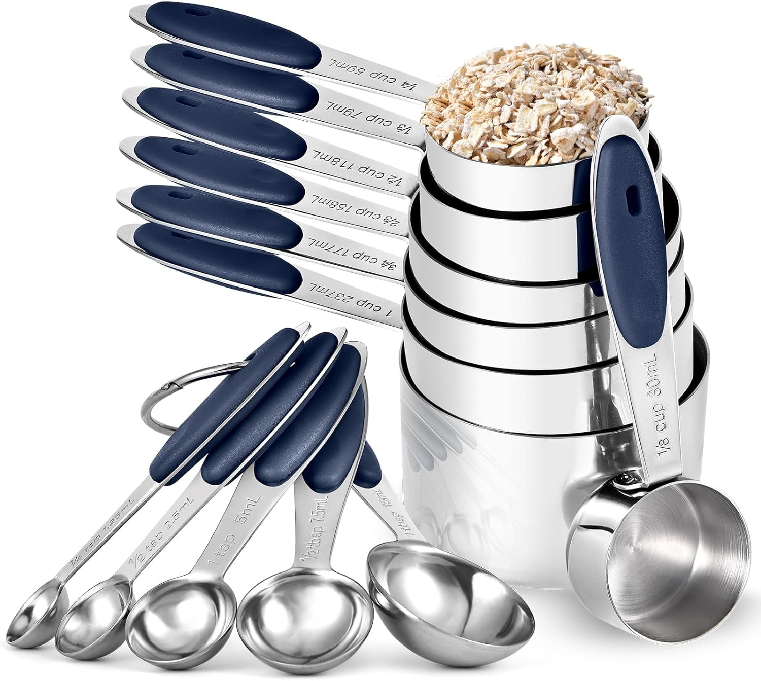 U-Taste 18/8 Stainless Steel Measuring Cups and Spoons Set: 12 Pieces ...