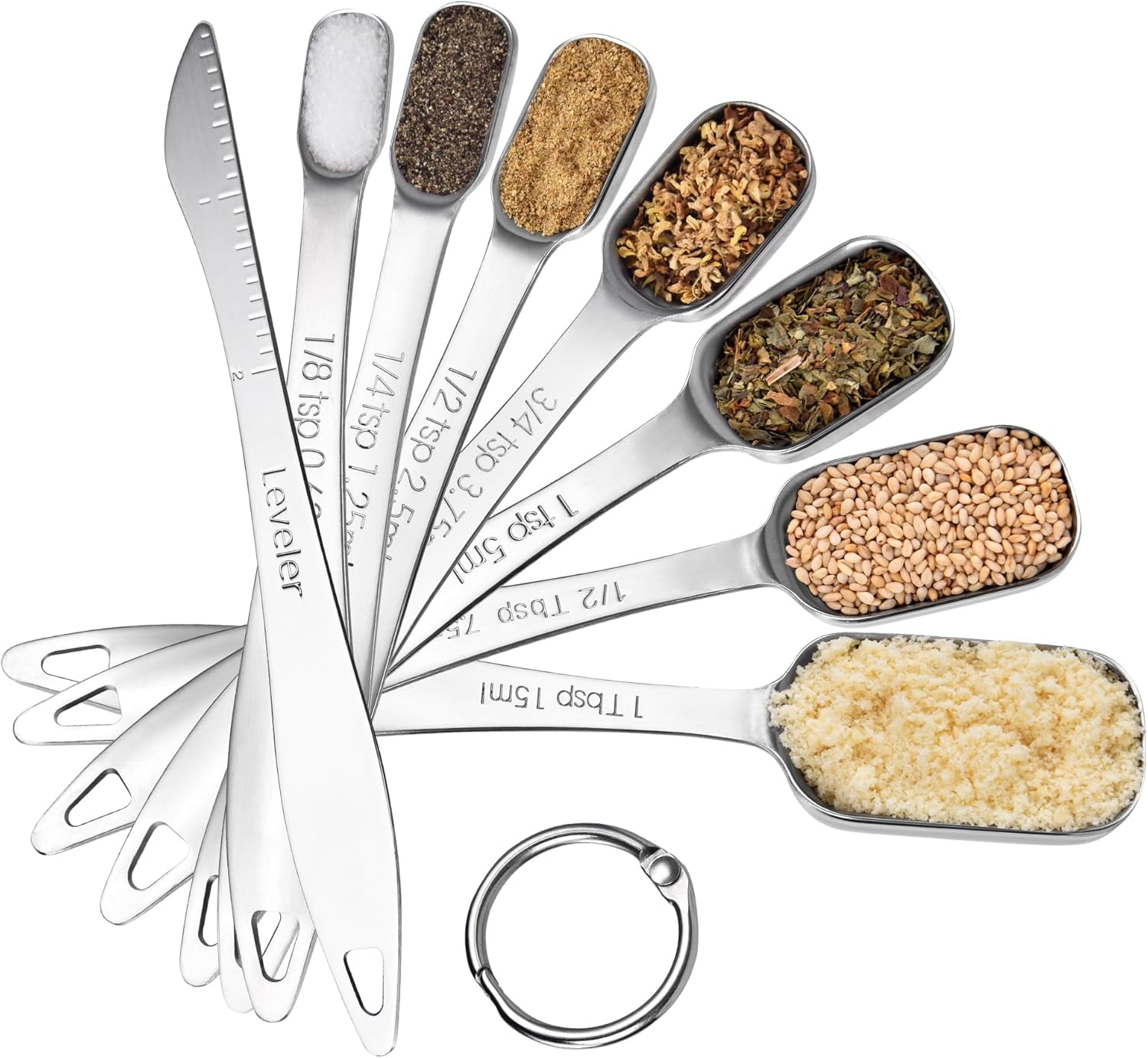 U-Taste Stainless Steel Narrow Square Measuring Spoons Set of 8 with ...