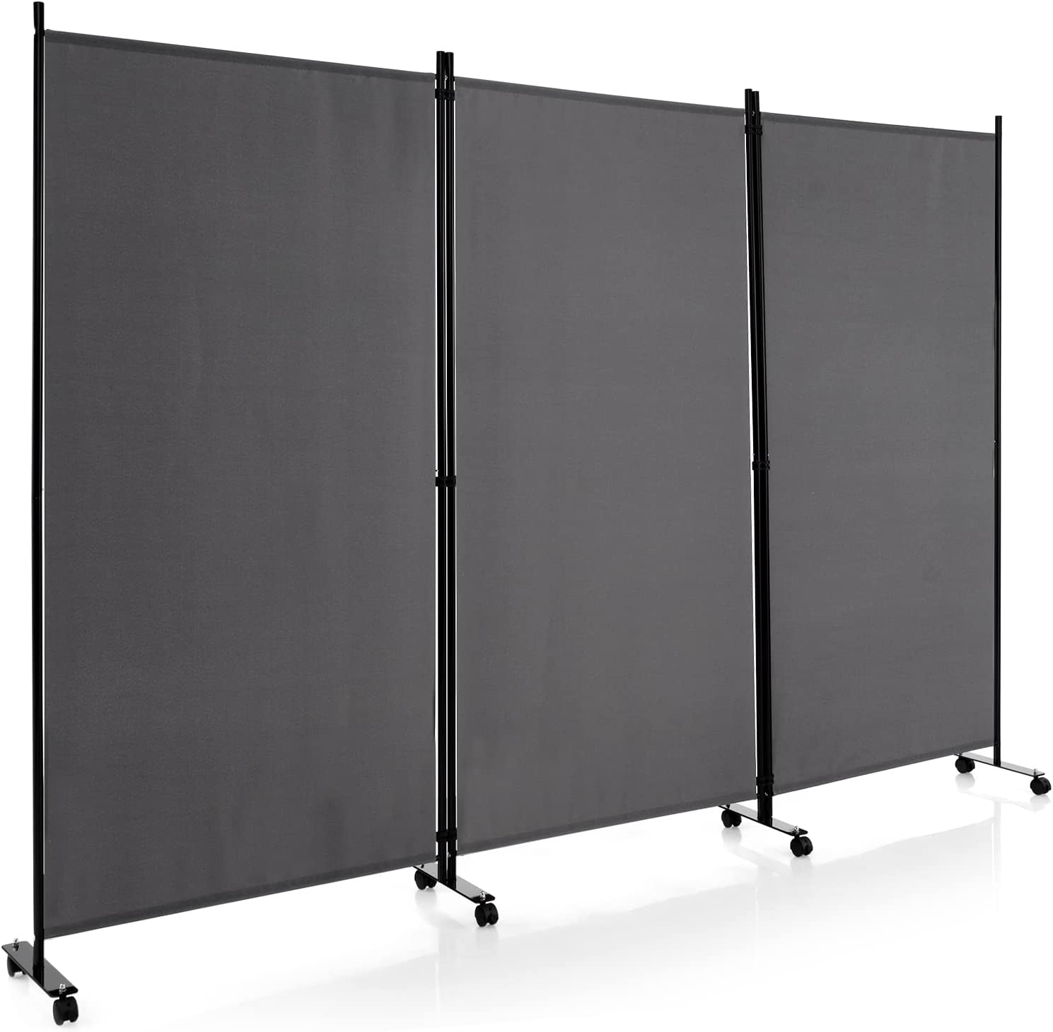 U-ToBe 3 Panel Folding Room Divider with Rollers- 6 Ft Freestanding ...