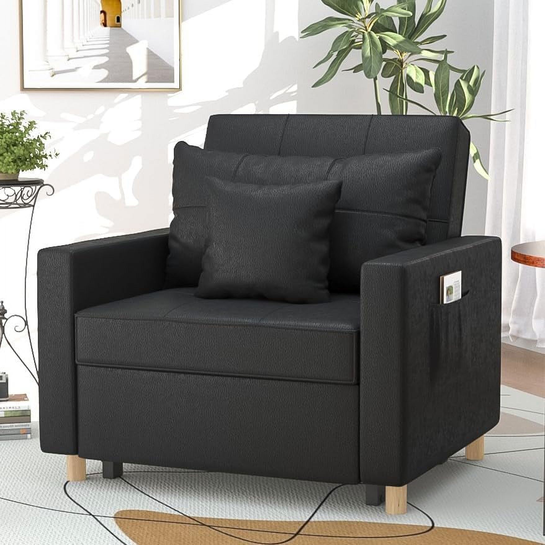 U-ToBe 3-in-1 Sofa Bed Chair, Single Sleeper Chair Bed with Adjust Backrest Into a Sofa,Lounger ...