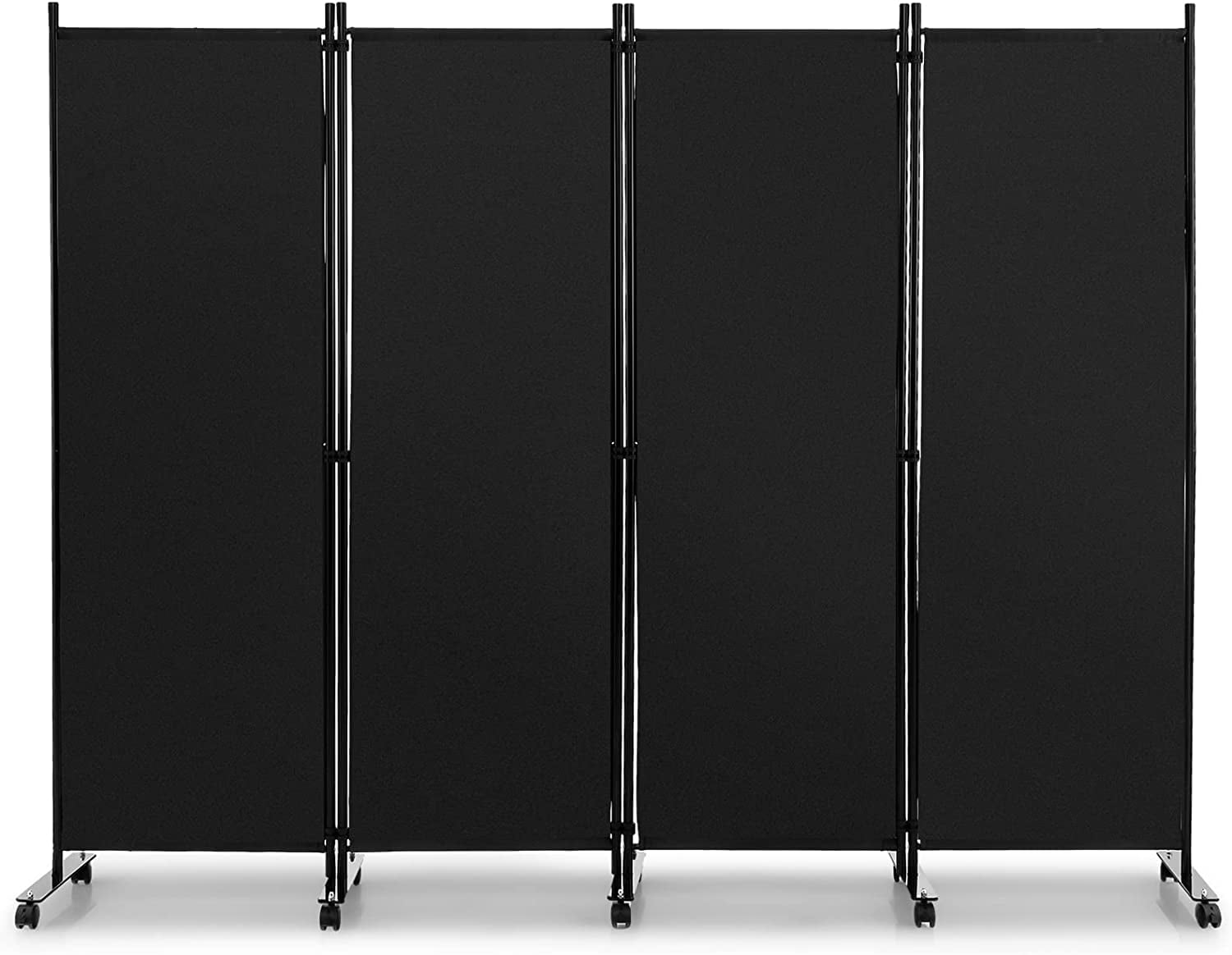 U-ToBe 4 Panel Room Divider with Rollers Black - 5.7Ft Freestanding ...