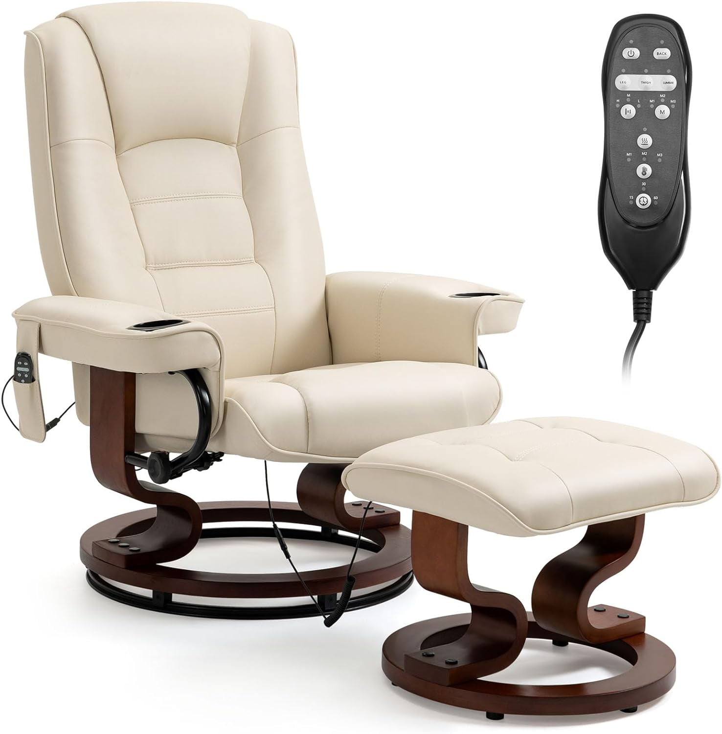 U-ToBe Reclining Chair with Vibration Massage Faux Leather Recliner ...