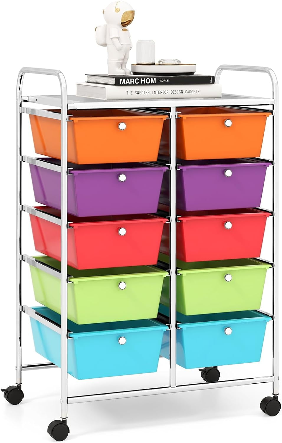 U-ToBe Rolling Storage Cart with 10 Drawers - Craft Storage Cart with ...