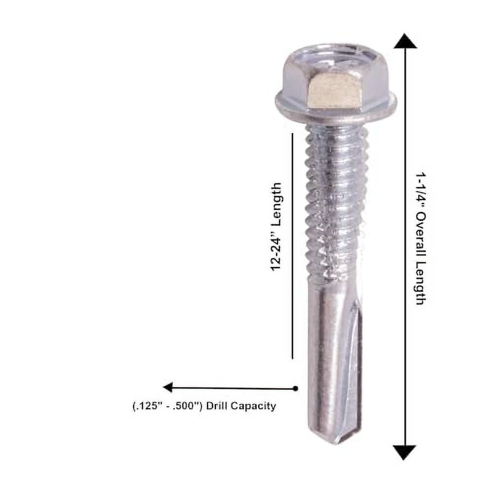 U-Turn Fasteners Self Tapping Screws - #12-24 x 1-1/4" Hex Washer Head ...