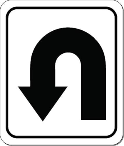 U-Turn Right Arrow Signs for Outdoor or Indoor Metal Tin Sign 8x12 inch ...