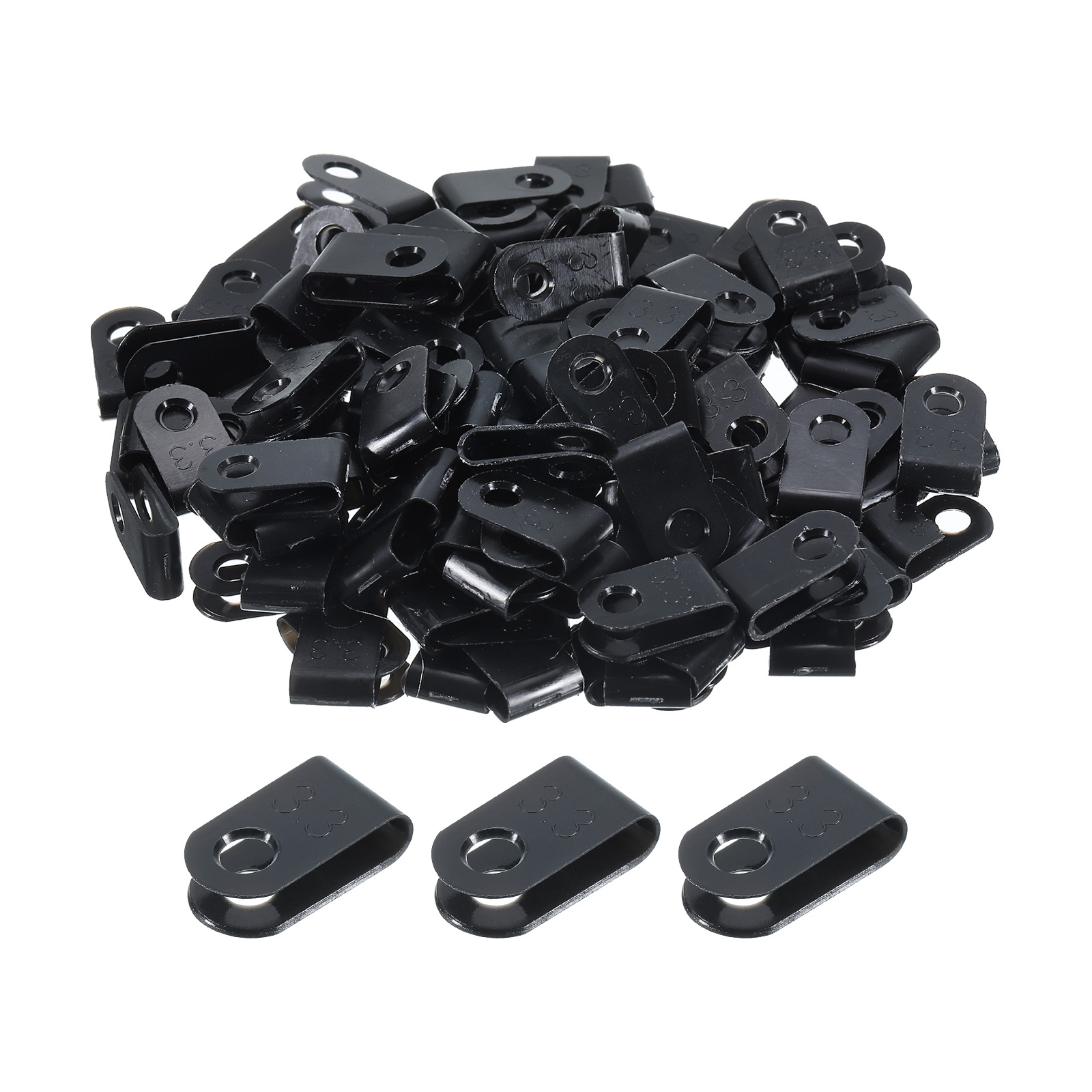 U-Type Cable Clamps, 3.3mm 0.12 Inch Cable Organizer Cord Clips Black ...