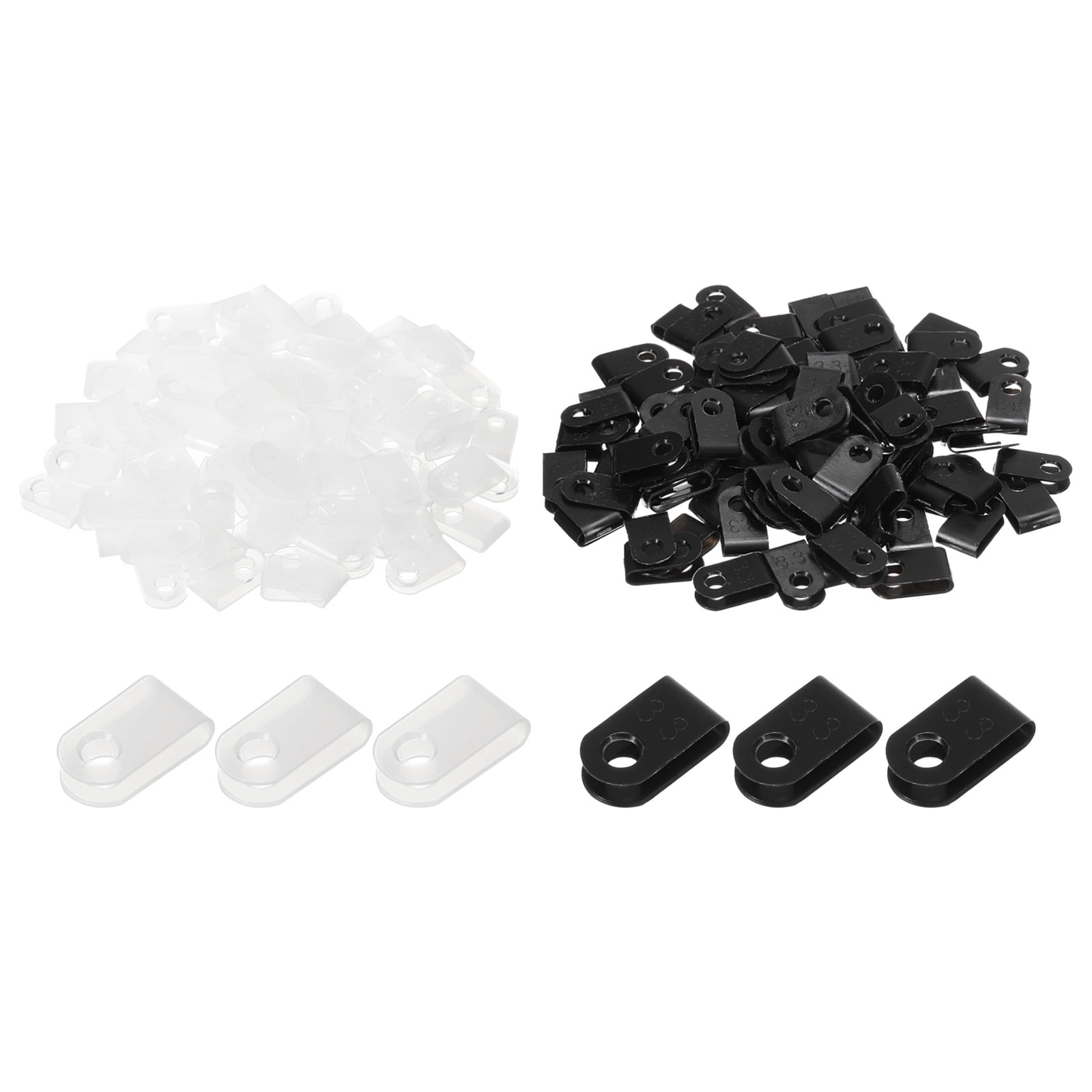 U-Type Cable Clip Wire Clamp, 3.3mm 0.13 Inch Nylon Clips White Black ...