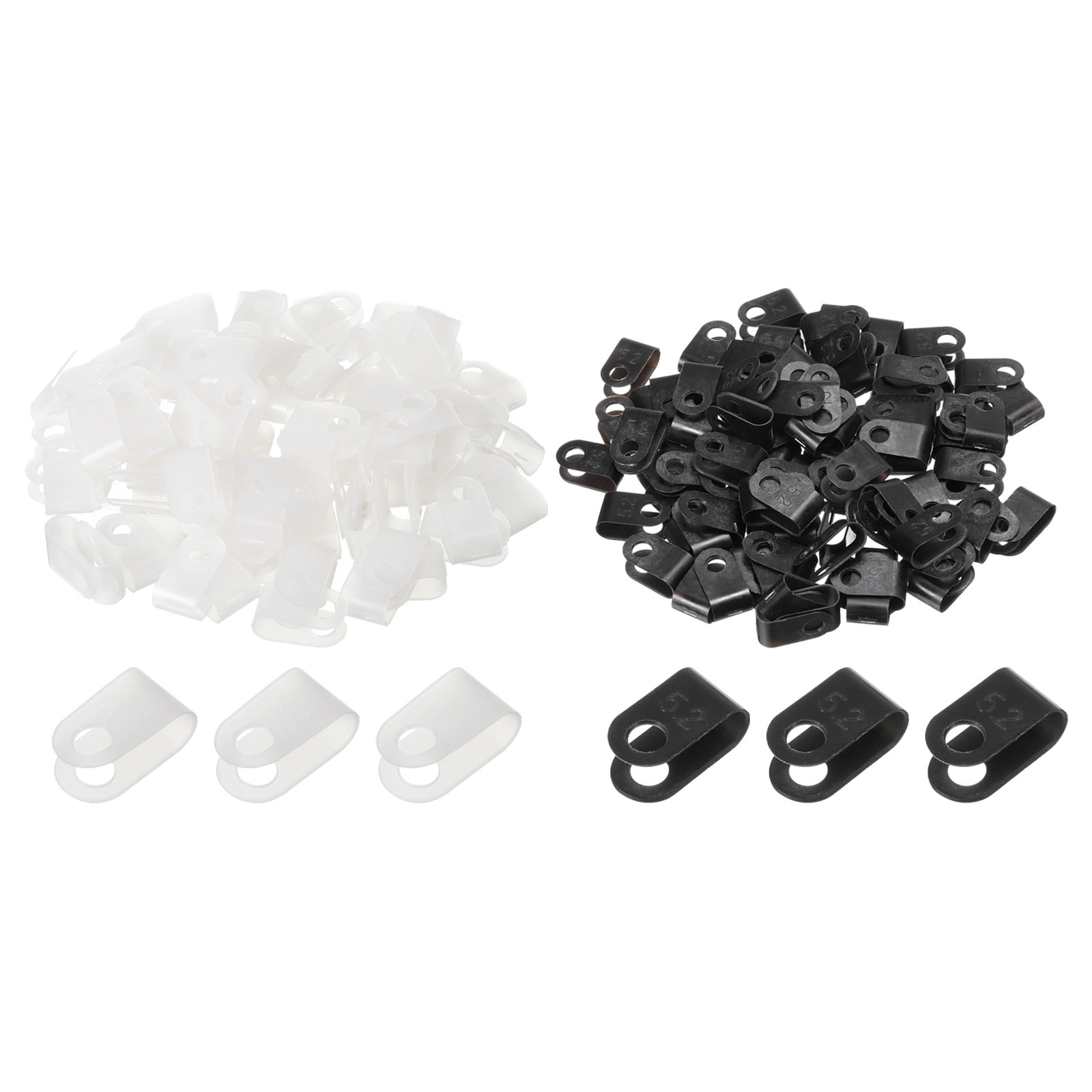 U-Type Cable Clip Wire Clamp, 5.2mm 0.2 Inch Nylon Clips White Black ...