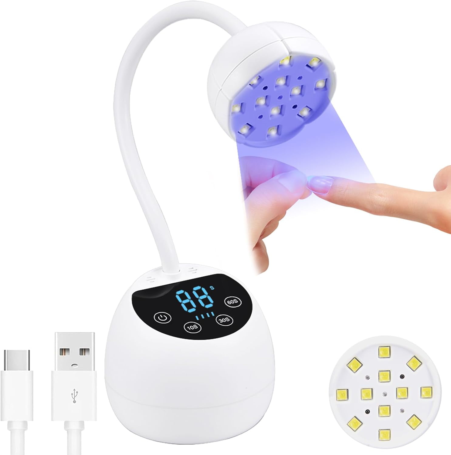 U V LED Nail Lamp, 36W Mini Cordless Gel x Nail Lamp Flash Cure, Auto ...