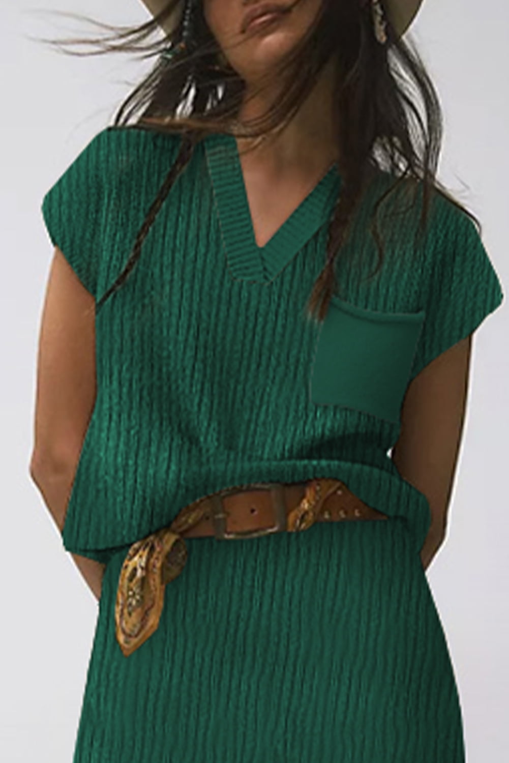 U.Vomade Blackish Green V-Neck Sweater: Elegance Simplified! - Walmart.com