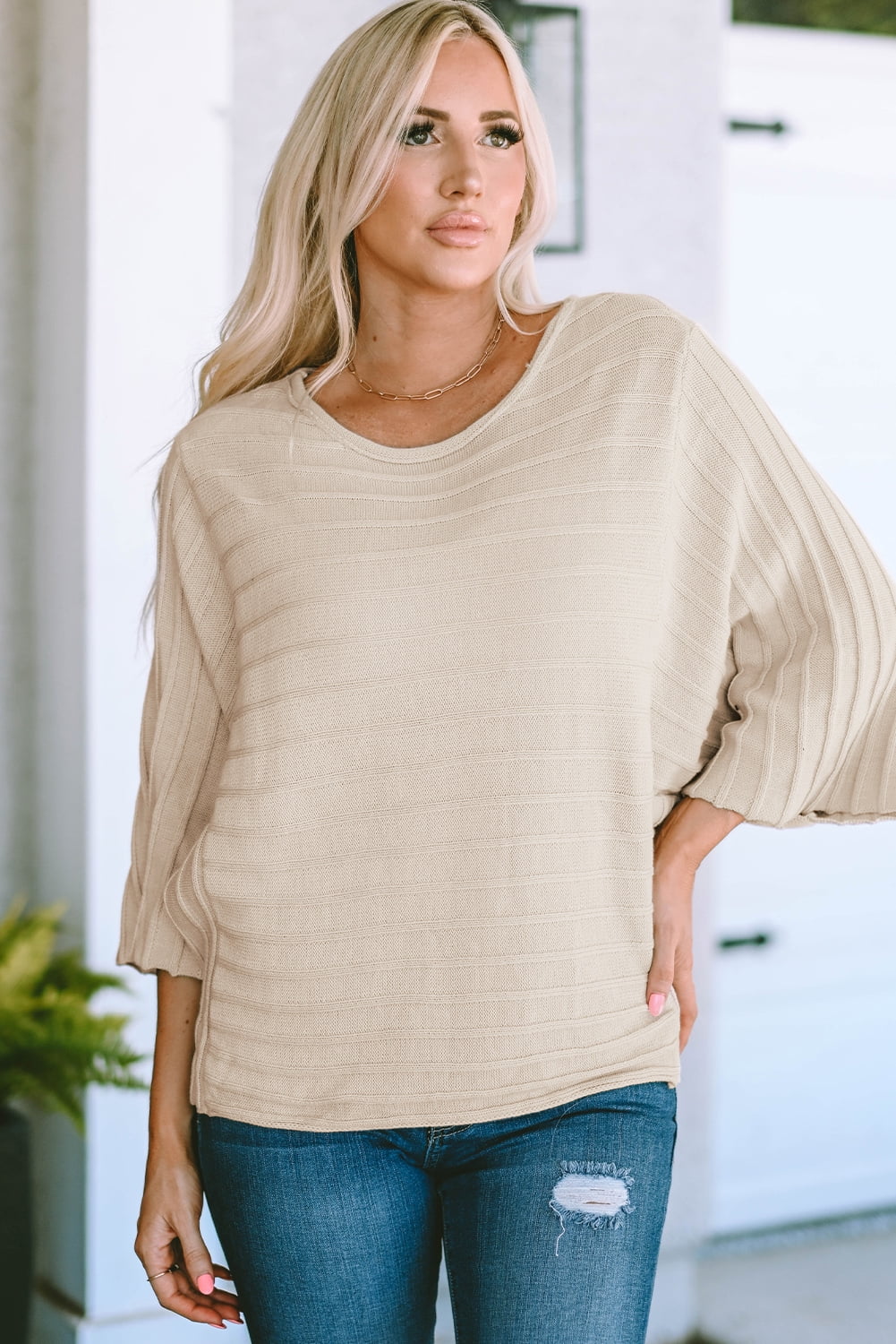 U.Vomade Flattering Ribbed Dolman - Stylish, Versatile Sweater ...