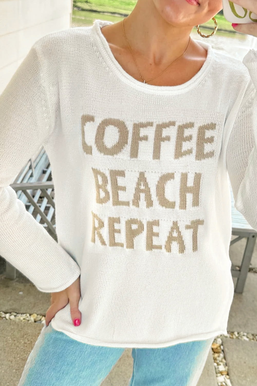 U.Vomade Flirty White Beach Repeat Sweater for Style Lovers - Walmart.com