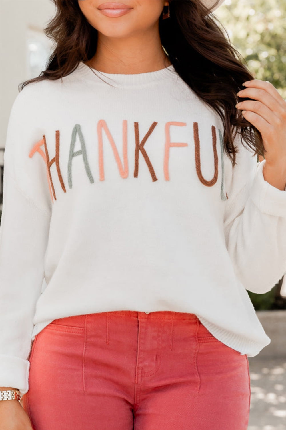 U.Vomade Thankful Heart: Plus Size Sweater, Embroidered White Charm ...