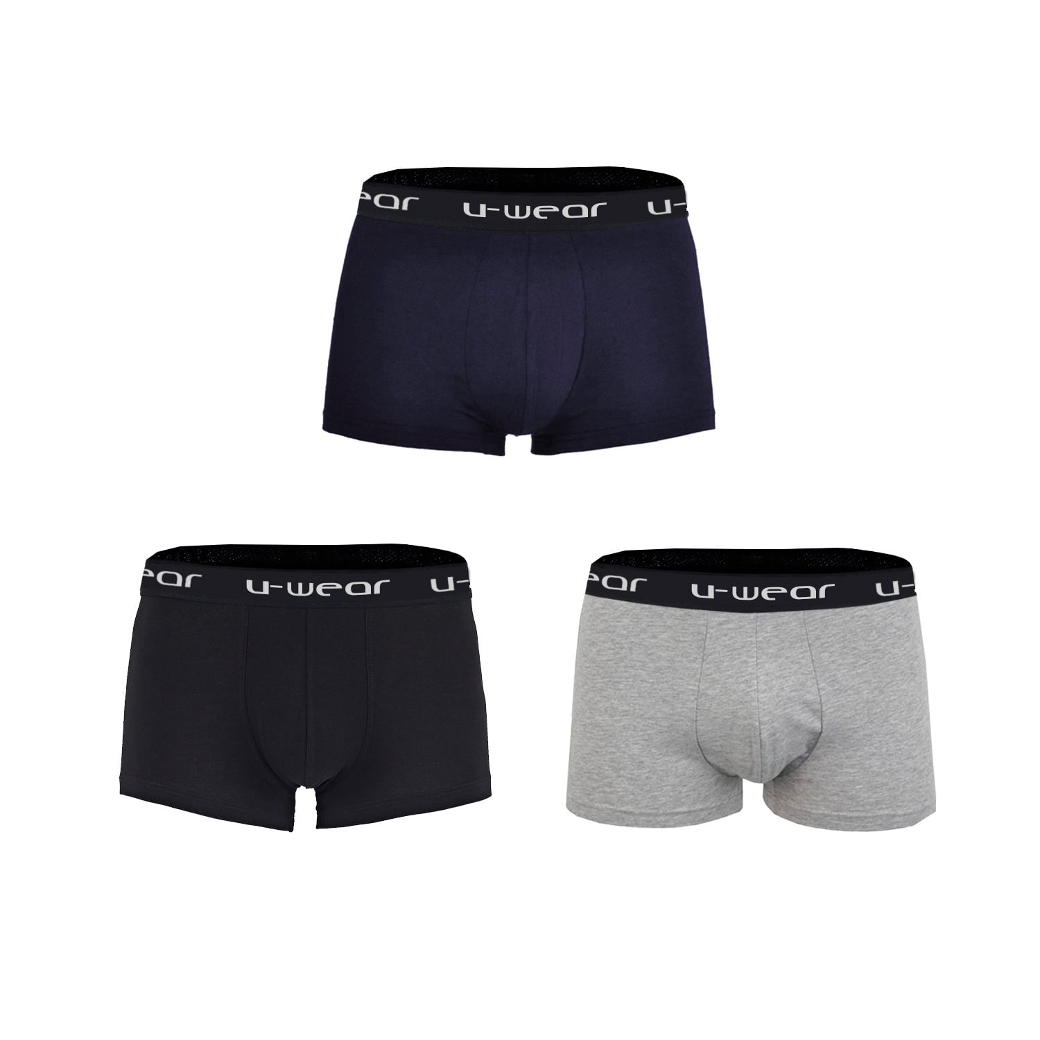 U-Wear Men’s Cotton Underwear Boxer Shorts 3 Pack Briefs For Men, Black ...