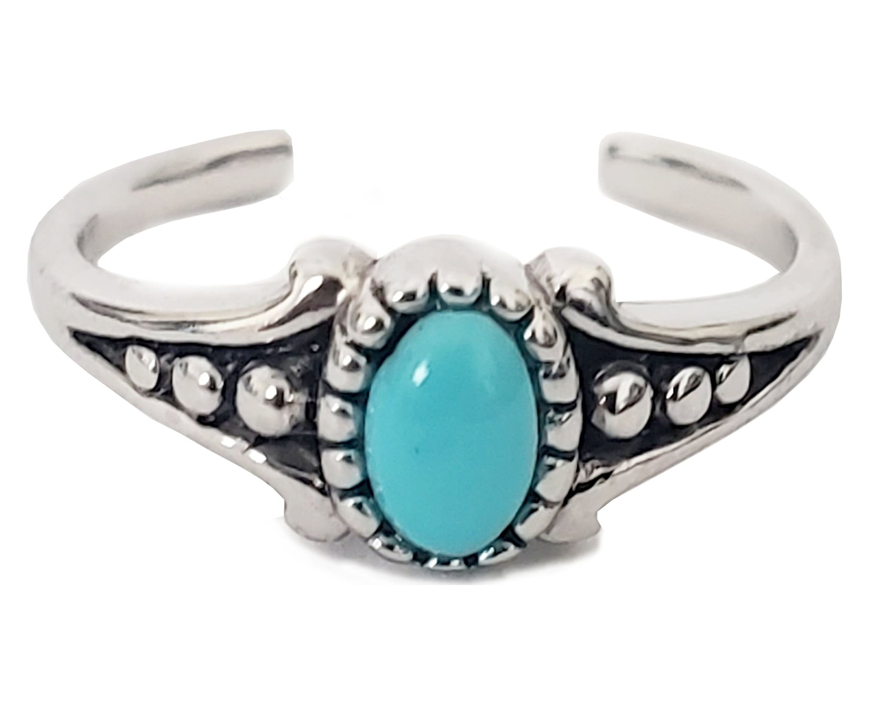 U! Woman's 925 Sterling Silver Turquoise Center Stone Beaded Adjustable ...
