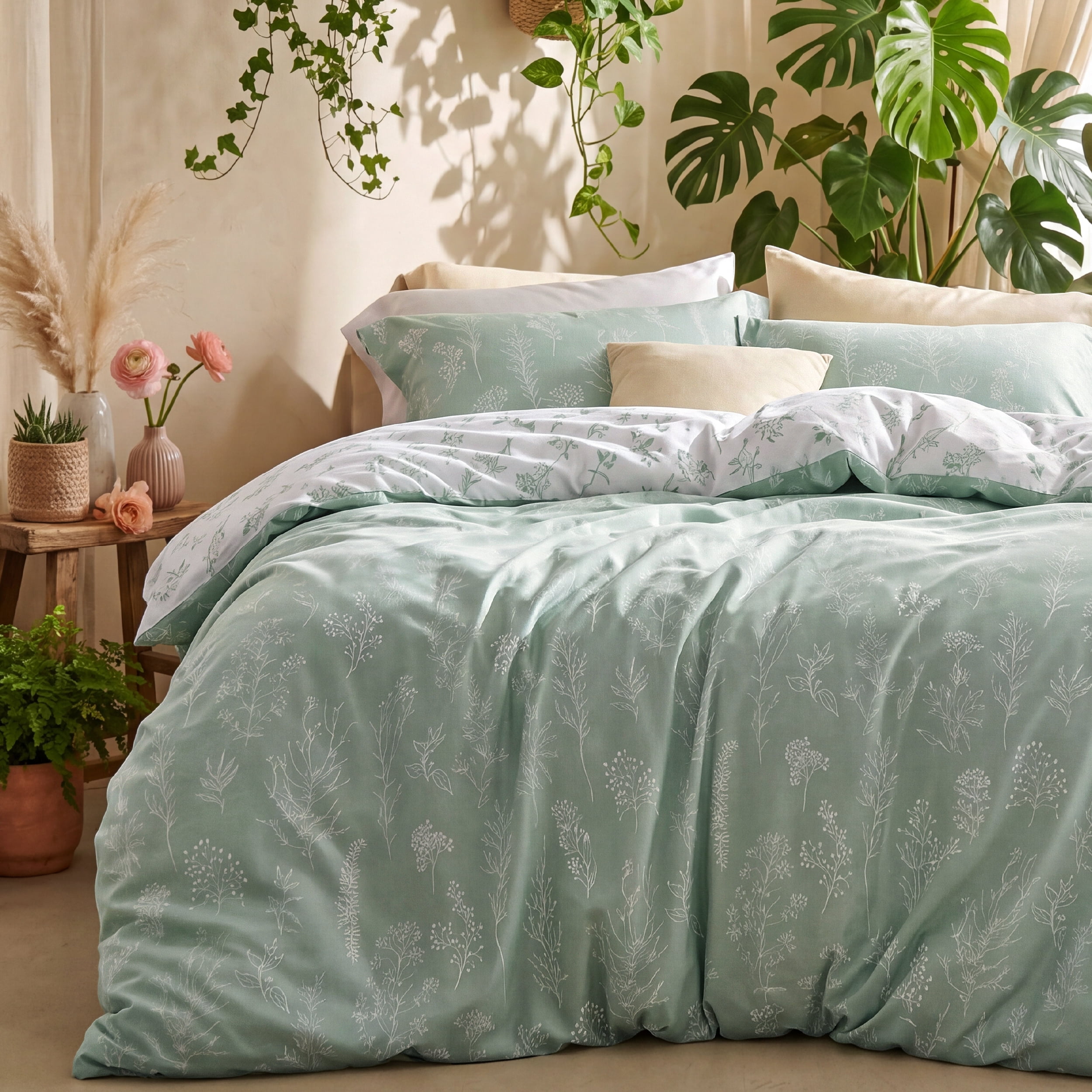 U by Bedsure 3 Pieces Sage Green Queen Size Comforter Sets, Cute ...