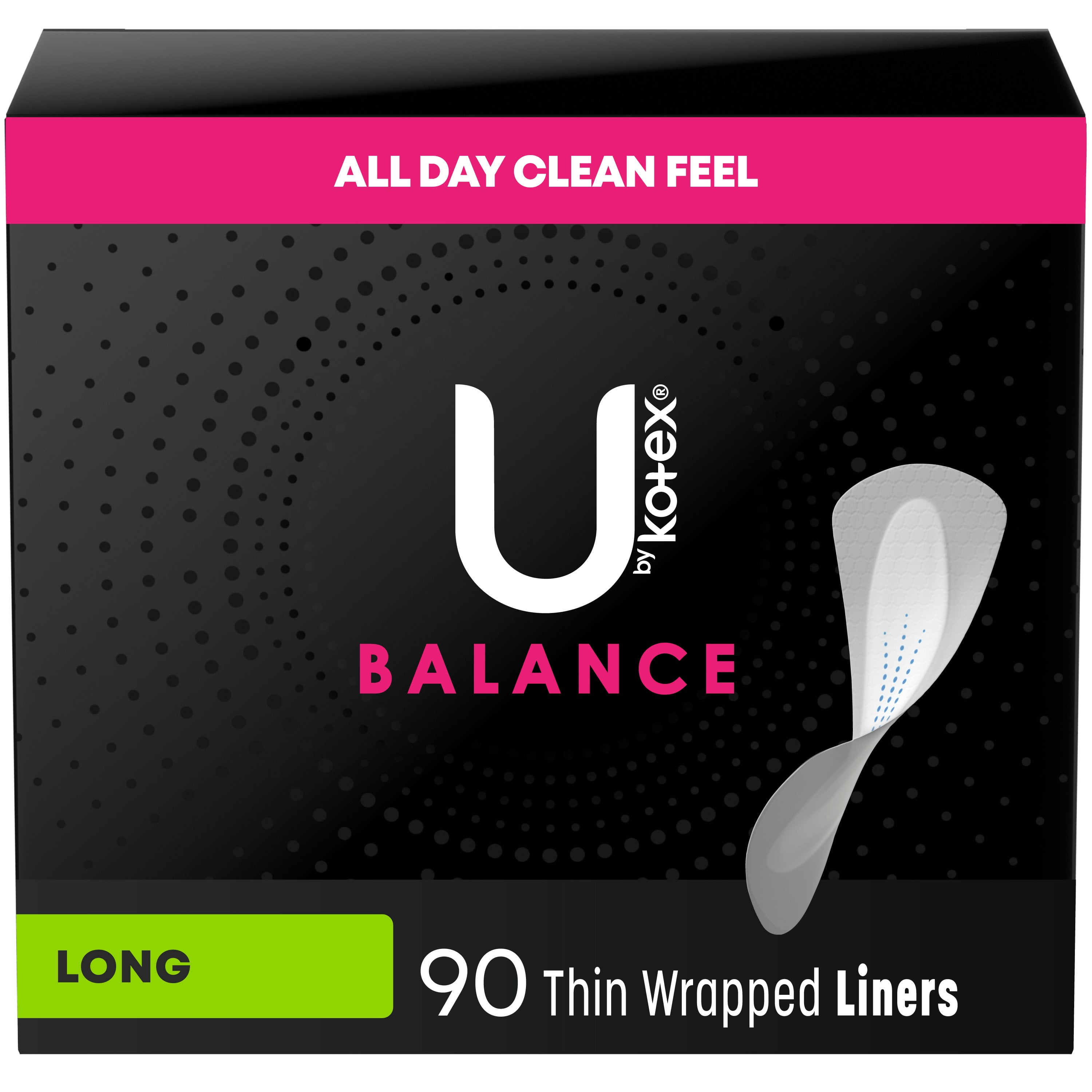 U by Kotex Balance Daily Wrapped Panty Liners - Light Absorbency - Long ...