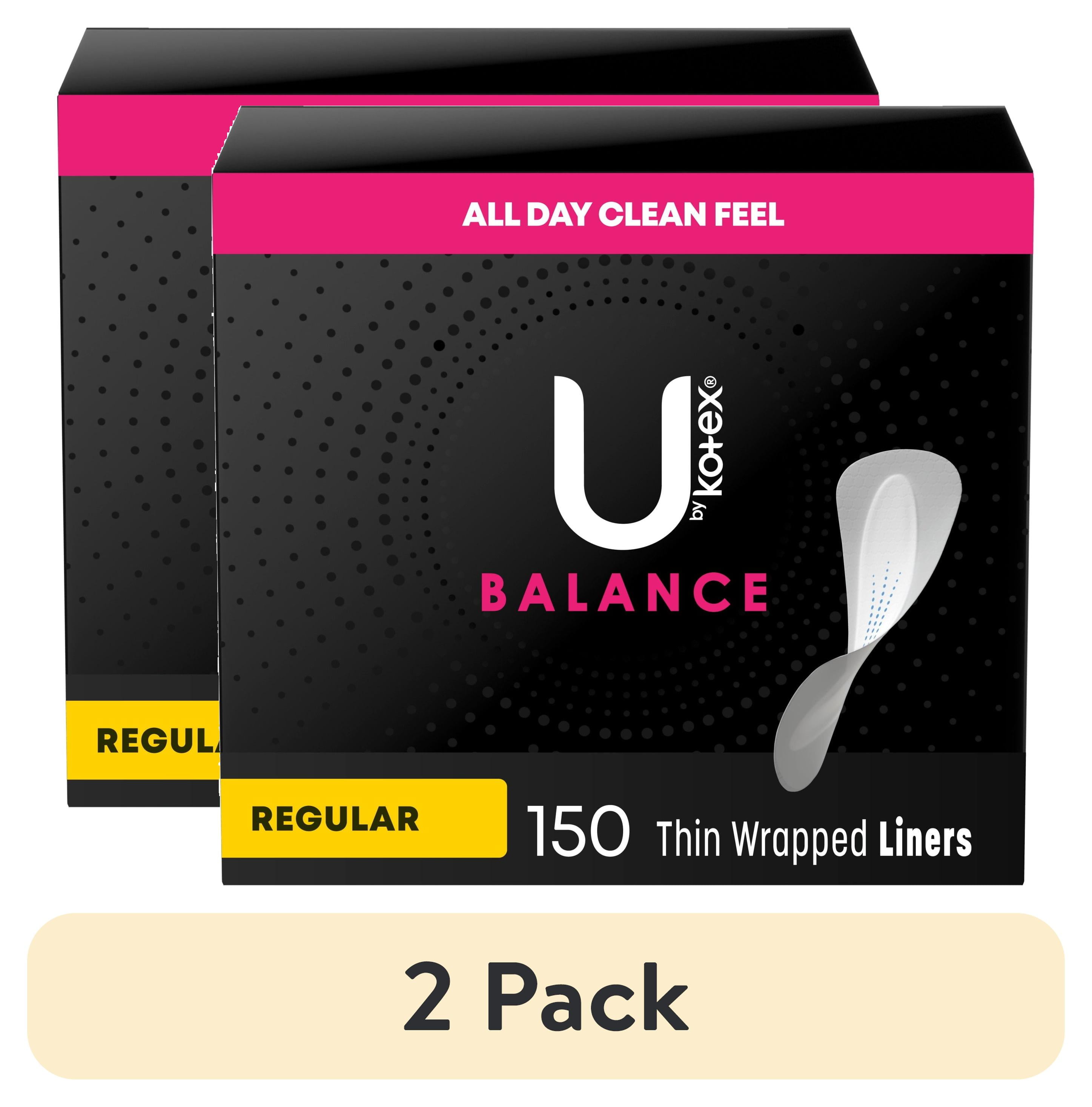 (2 pack) U by Kotex Balance Daily Wrapped Panty Liners, Light ...
