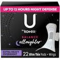 Kotex U by Kotex Balance Ultra Thin Overnight Pads with Wings, Extra ...