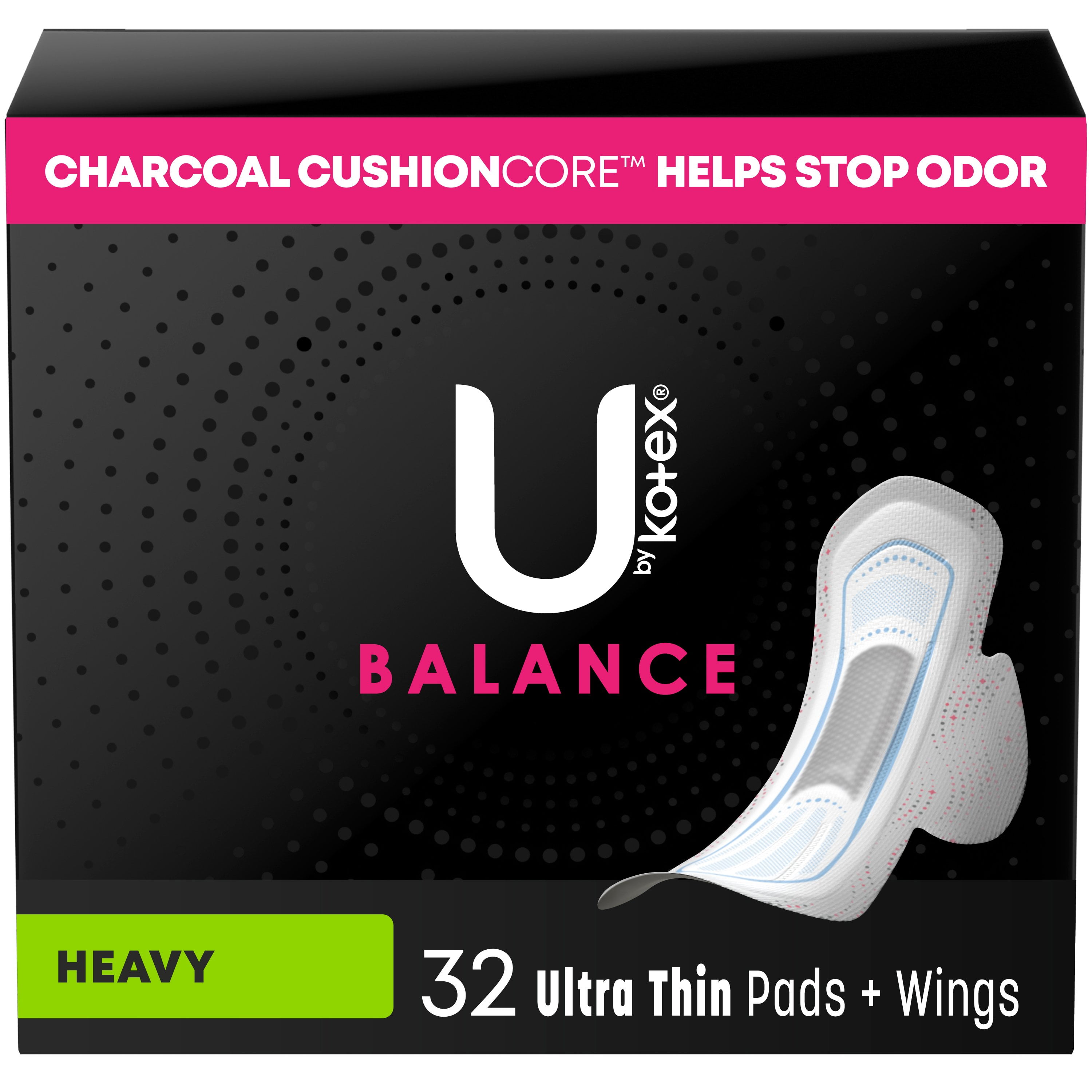 U by Kotex Balance Ultra Thin Pads with Wings - Heavy Absorbency - 32 ...