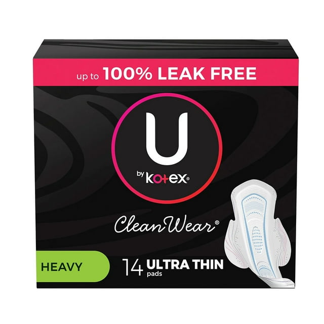 U by Kotex CleanWear Ultra Thin Pads, Heavy Absorbency, 14 Count, Leak ...