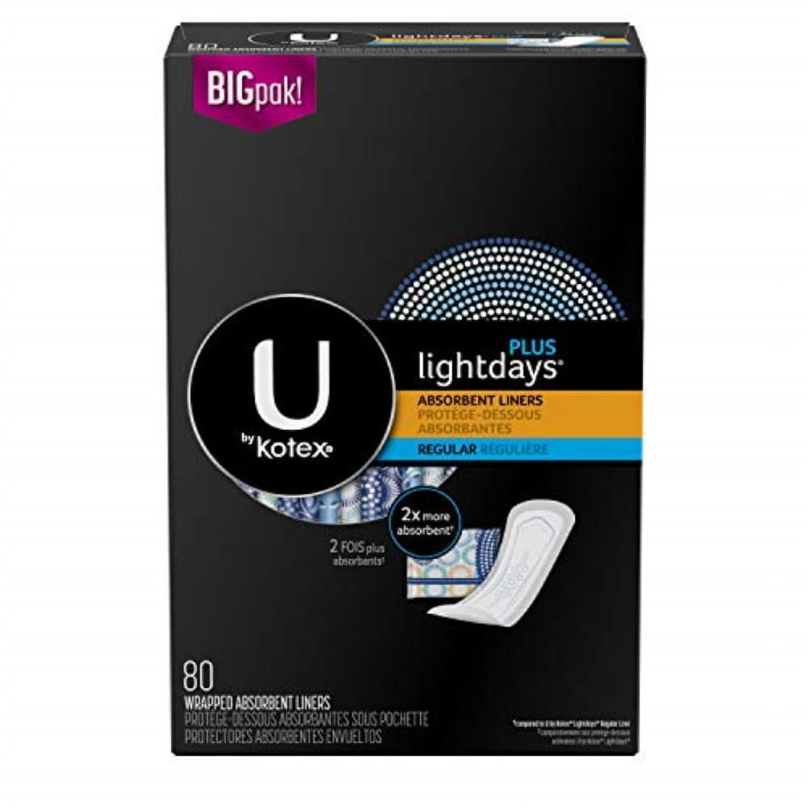 U by Kotex Curves, Regular Length Liners, Absorbent, Unscented, 80 ...