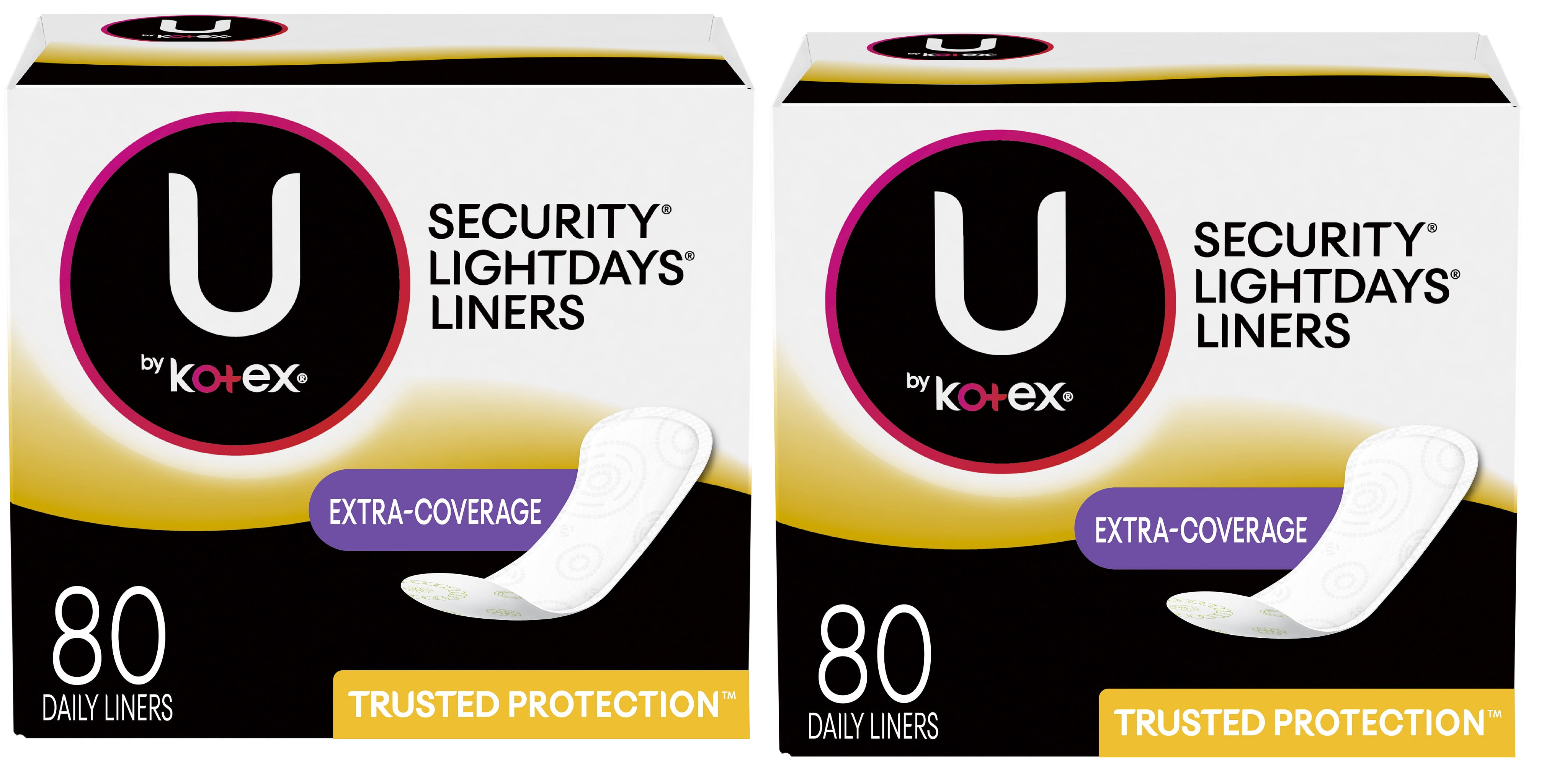 U by Kotex Lightdays Panty Liners, Extra Coverage, Unscented - 2 Pack ...