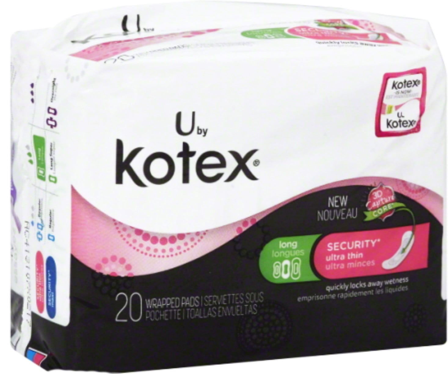 U by Kotex Ultra-Thin Pads, Long, Multipack 20 Ct, 4 Pack, CleanSorb ...