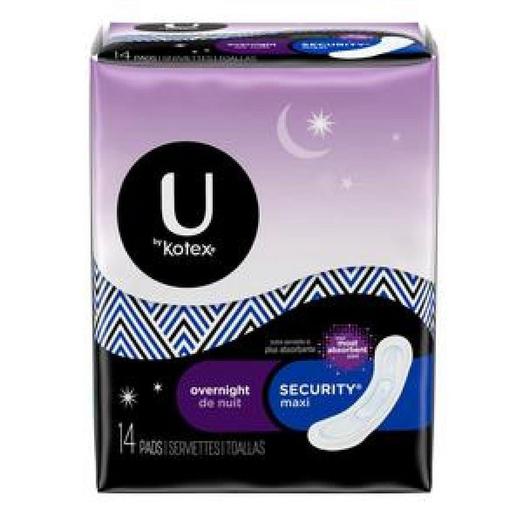 Kotex Security Maxi Pads, Overnight, Regular Length, Heavy Absorbency ...