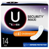 U by Kotex Security Pads, Overnight Absorbency, Unscented, 14 Count, 1 ...