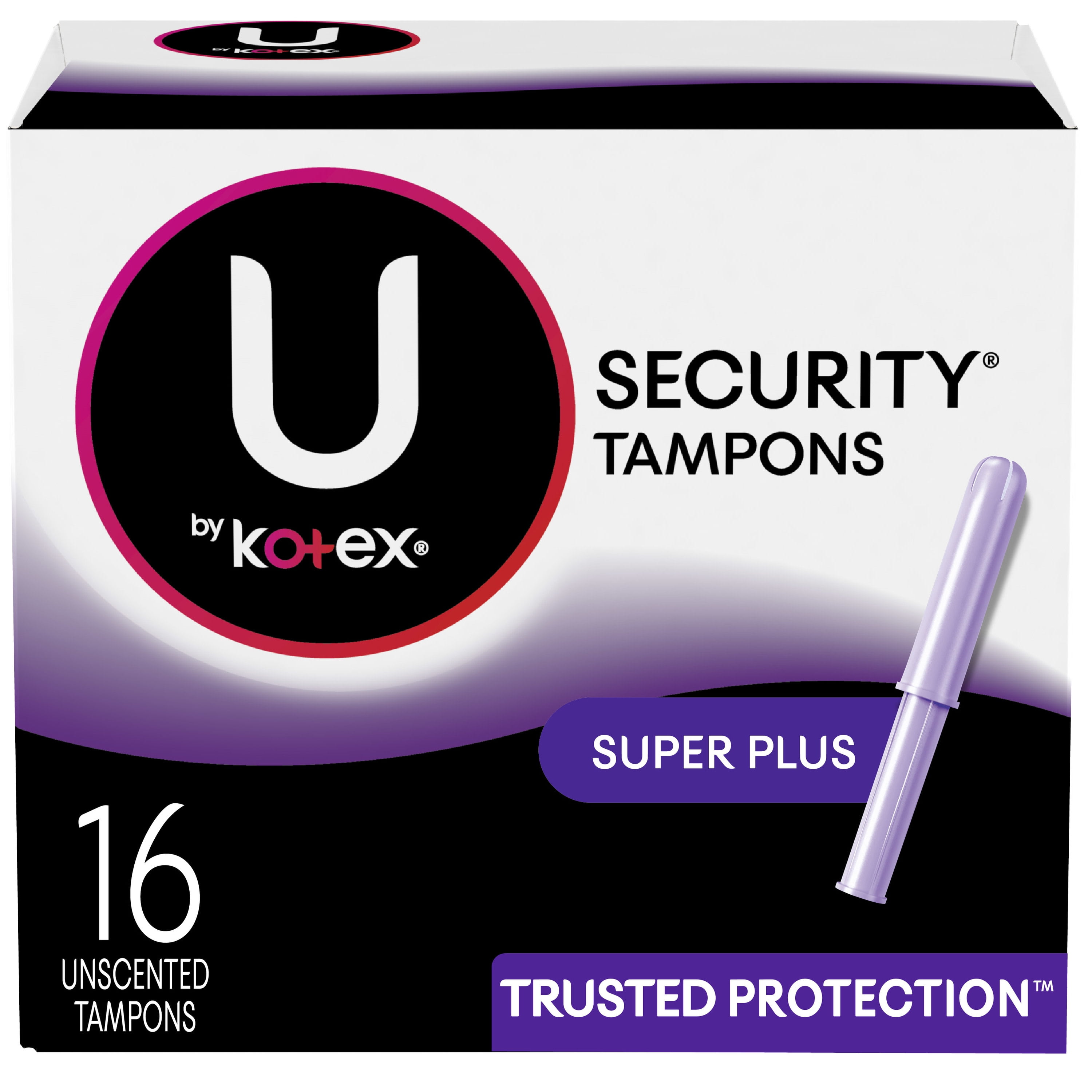 U by Kotex Security Tampons, Super Plus Absorbency, Unscented, 16 Count ...