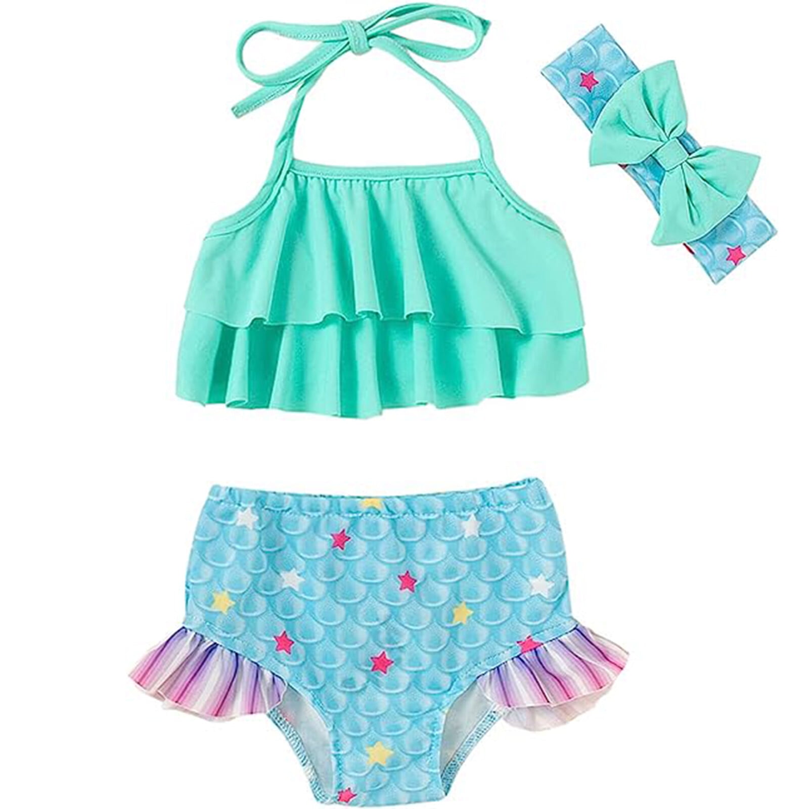 U·nikaka Baby Girls Swimsuit 2-Piece Ruffle Newborn Bathing Suits ...