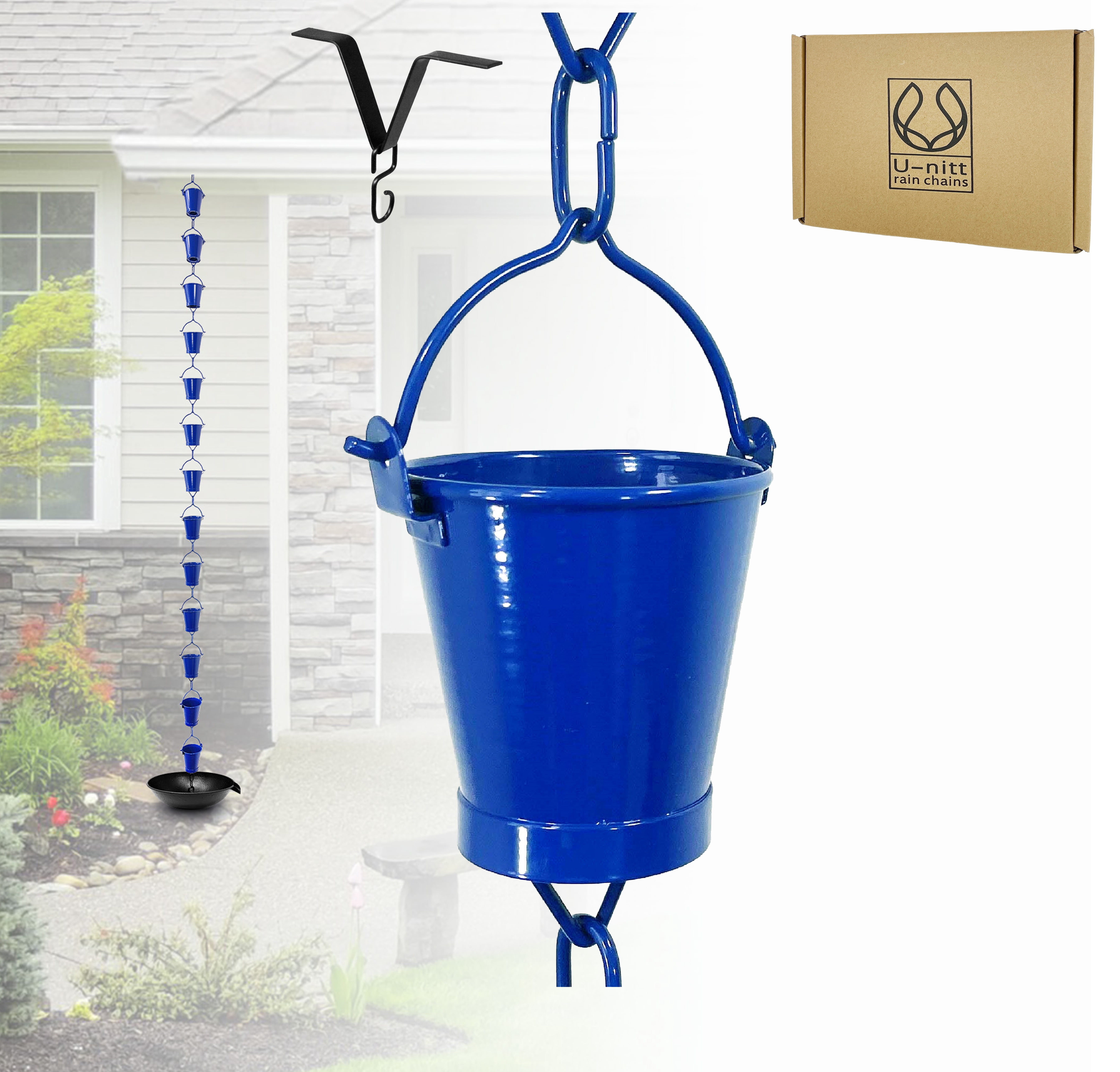 U-nitt Rain Chains, Roof Gutter Downspout Channel, Rainwater Catcher ...