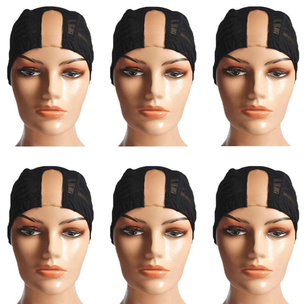 U part Wig Cap 6 Pack Black Weaving Cap Mesh Breathable Wig Caps ...