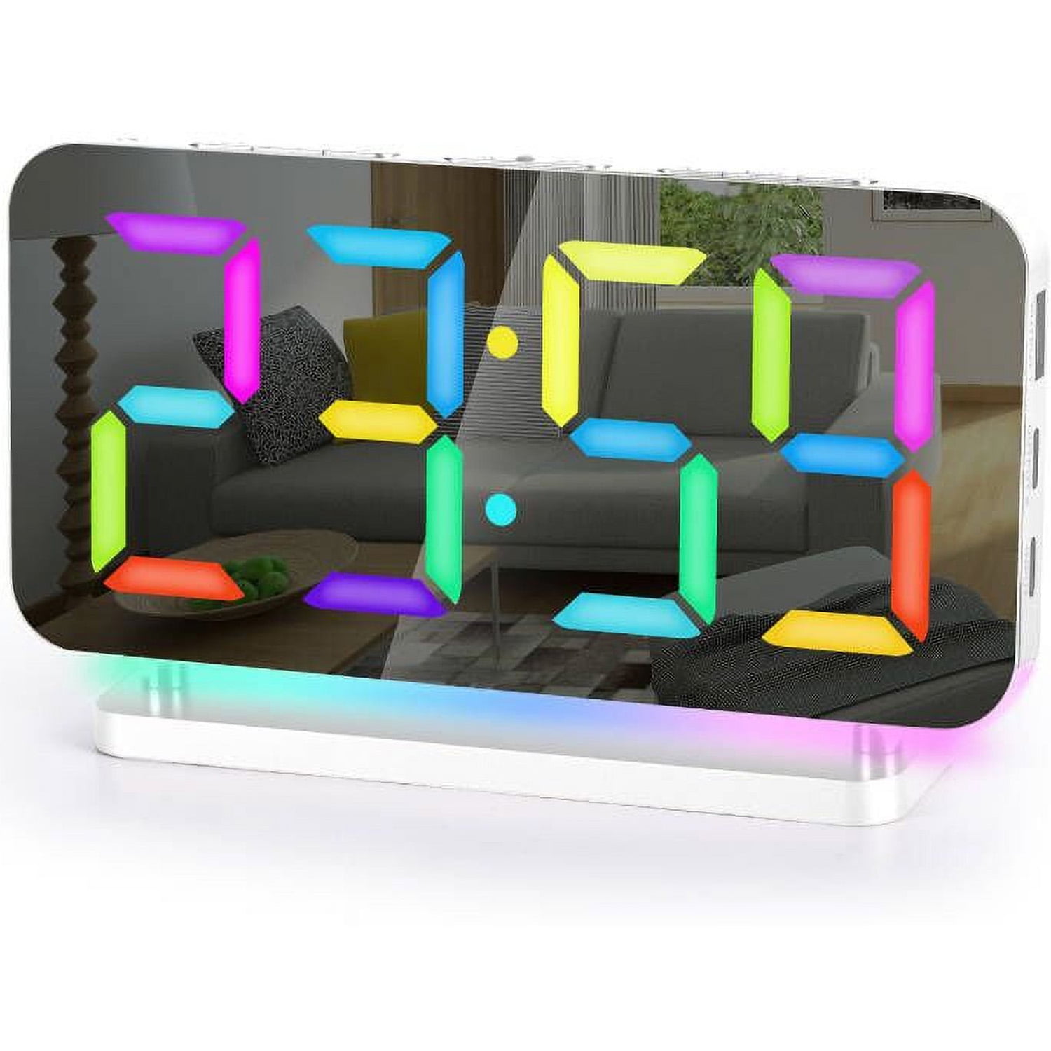 U-pick Digital Alarm Clock for Home Bedroom,RGB 10 Colors Night Light ...