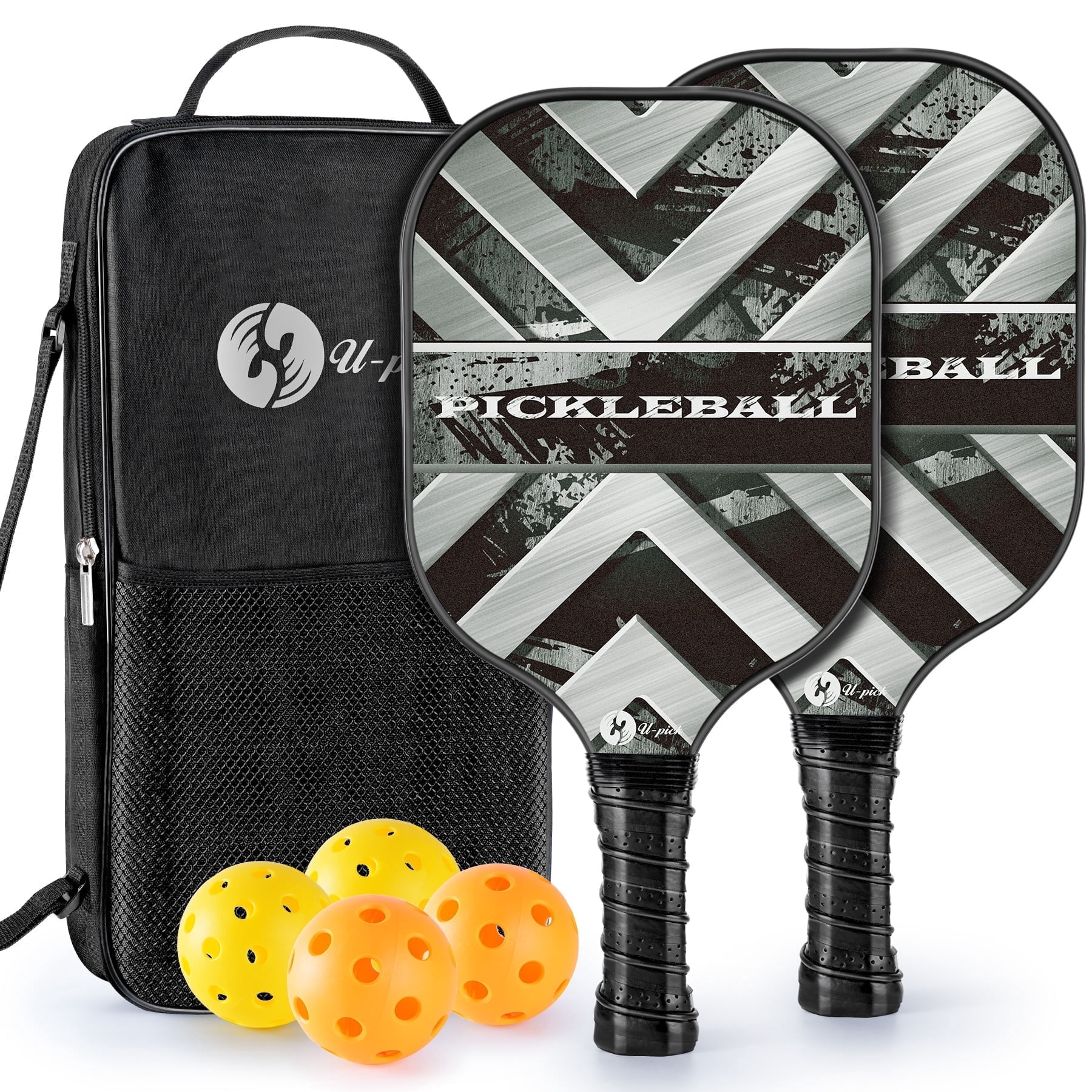 U-pick Pickleball Paddles (Set of 2) for Outdoor & Indoor, Fiberglass ...