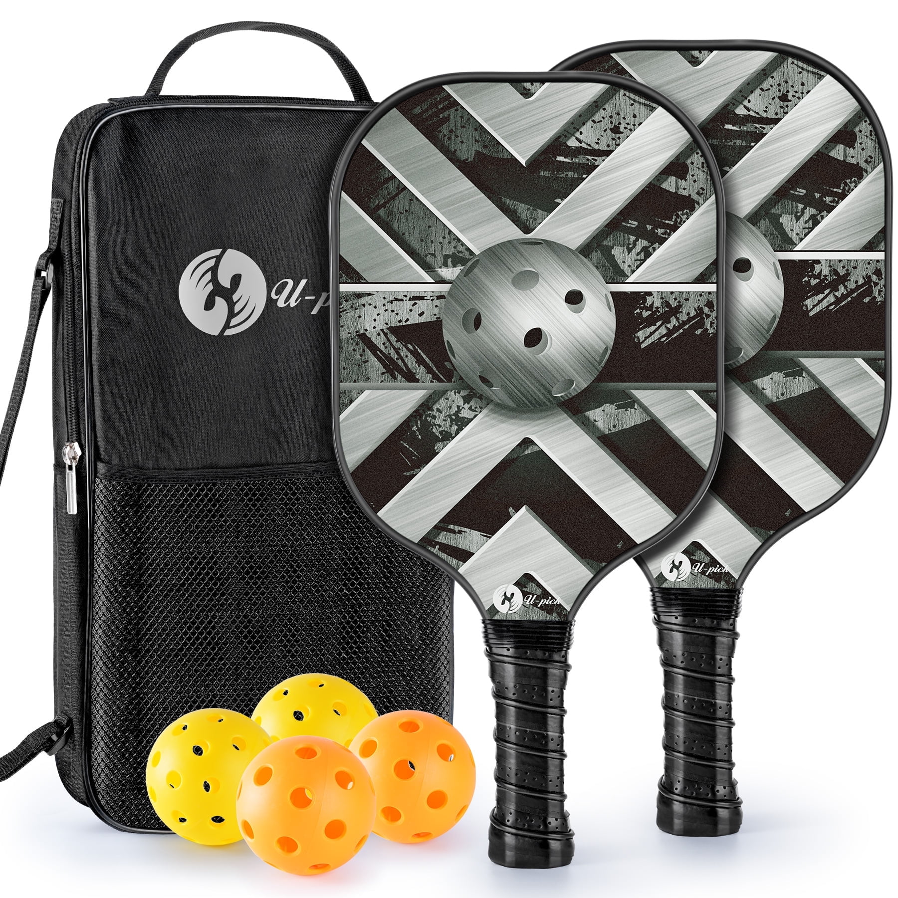 U-pick Pickleball Paddles Set of 2 Fiberglass Pickleball Set with ...
