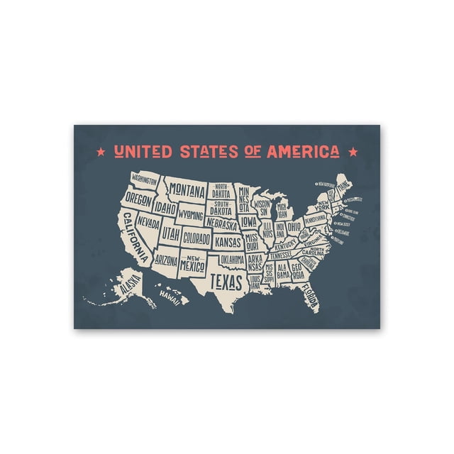 U.s.a Map With States Poster -Image by Shutterstock - Walmart Business ...