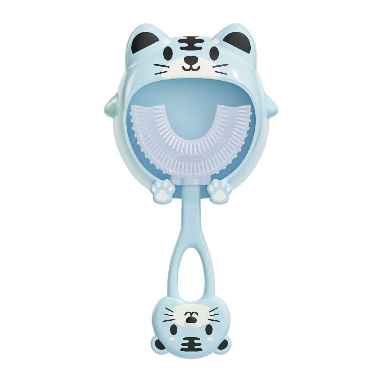 U-shape Kids Toothbrush Cartoon Frog Print Toothbrush With Holder ...