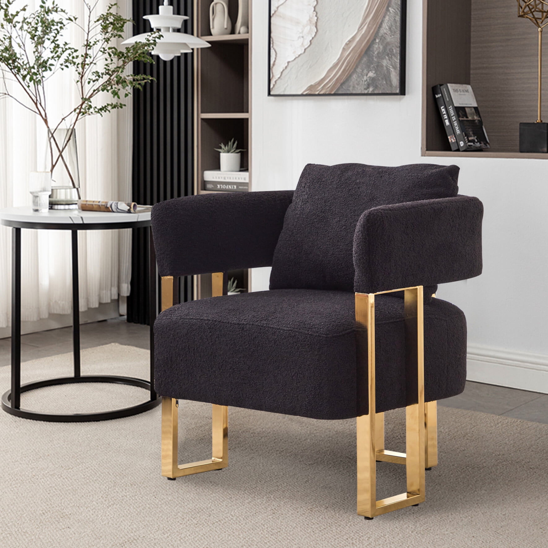 U-shaped Accent Chair, Mid Century Modern Upholstered Armchair with ...