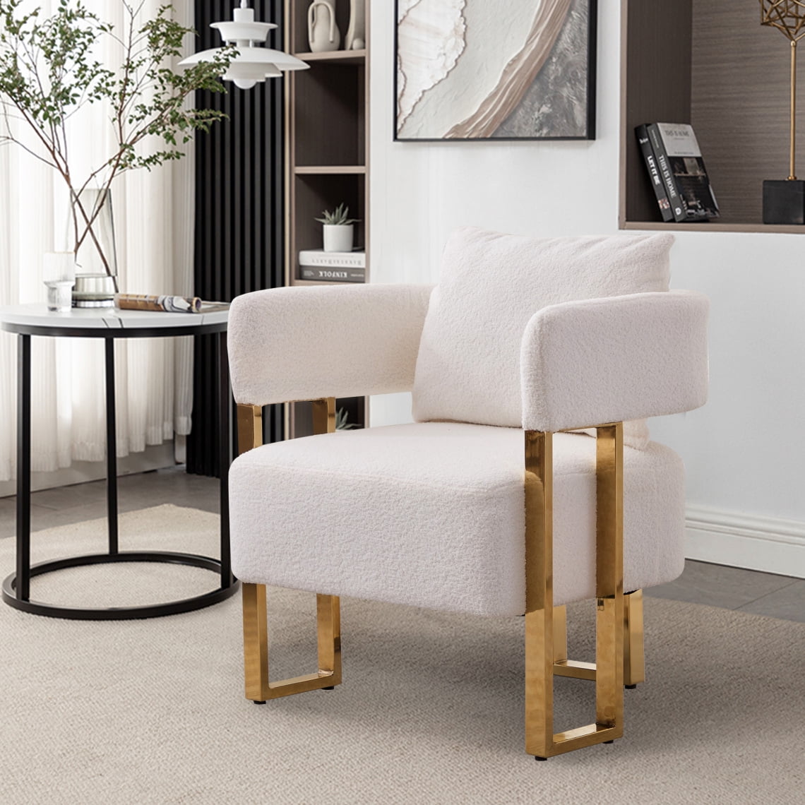 U-shaped Accent Chair, Mid Century Modern Upholstered Armchair with ...