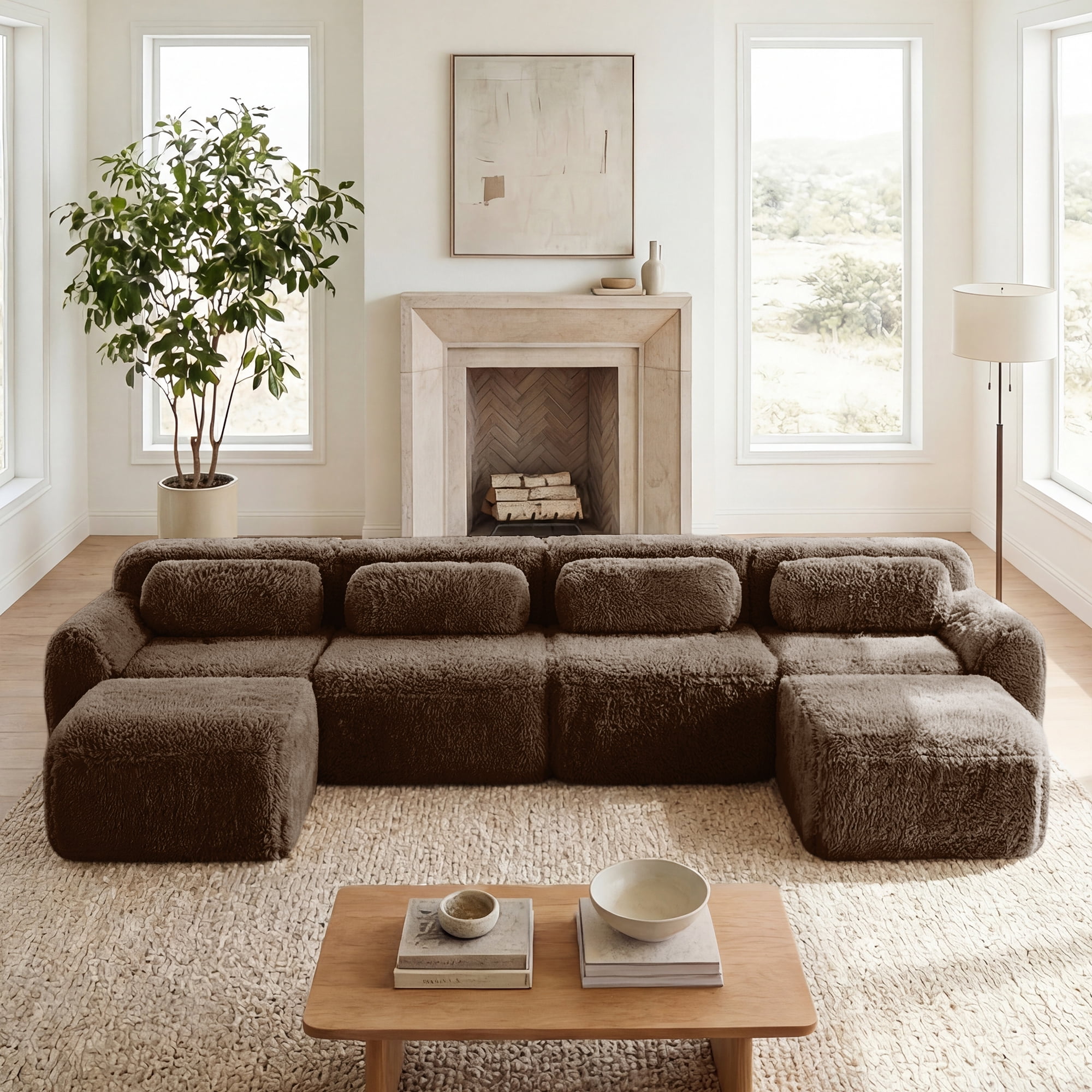 U-shaped Boneless Sofa,32D High Density Sponge Bottom,Anti-Slip Design ...