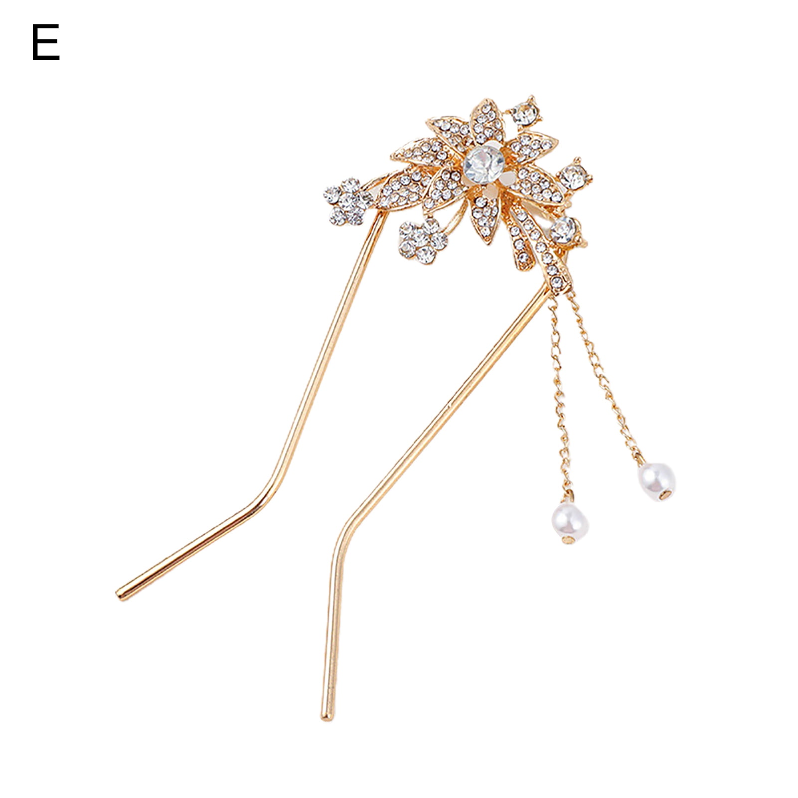 U-shaped Faux Pearls Tassel Hair Fork Gift Women Elegant Leaf ...