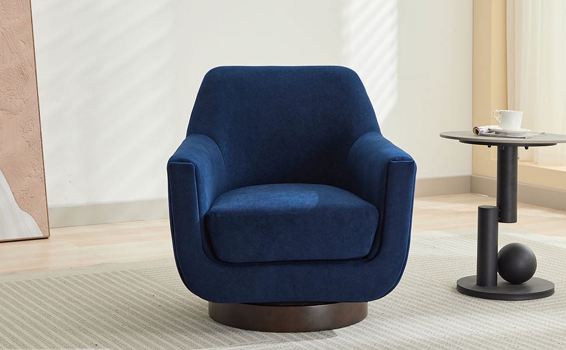 U-shaped Fully Assembled Swivel Chair, Round Barrel Chair with Velvet ...