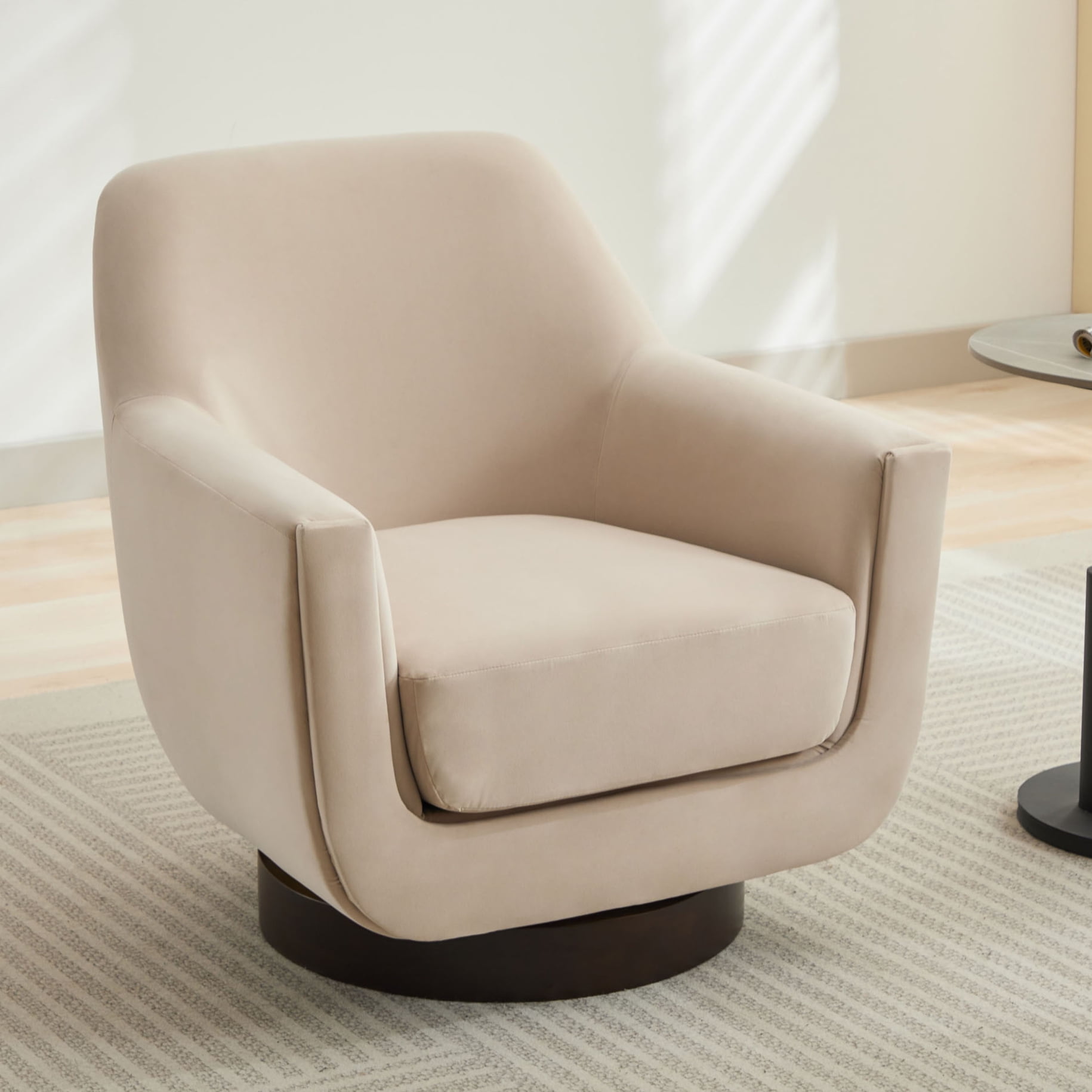 U-shaped Fully Assembled Swivel Chair Velvet Accent Chair Armchair ...