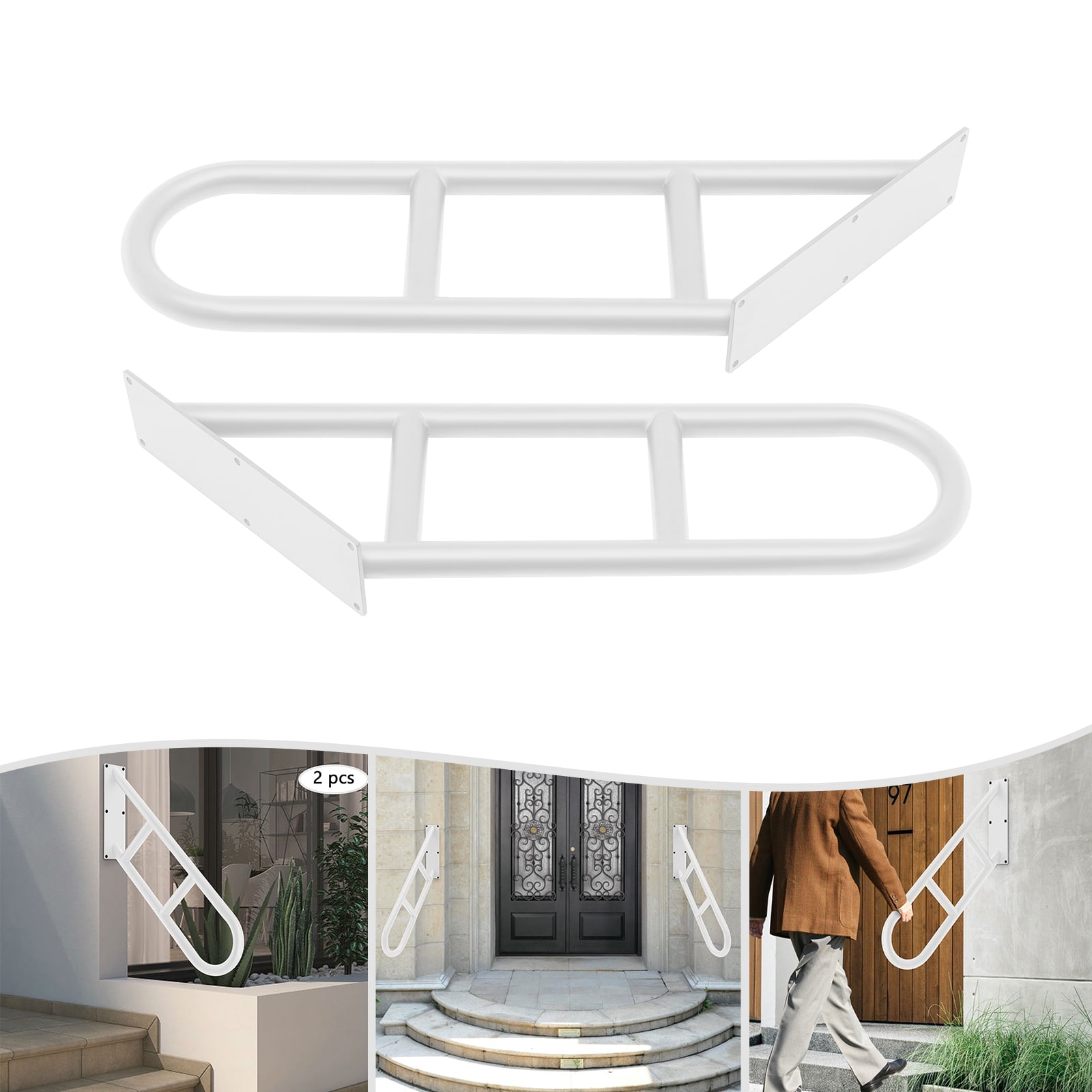 U-shaped Handrail for Outdoor Steps Wall Mounted Stair Handrails Safety ...