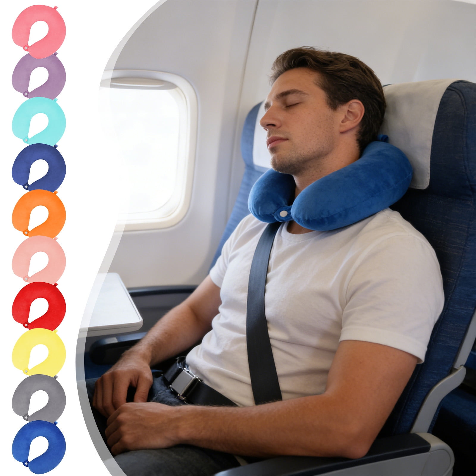 U-shaped Neck Pillows for Travel,12x12” Memory Foam Airplane Pillow for ...